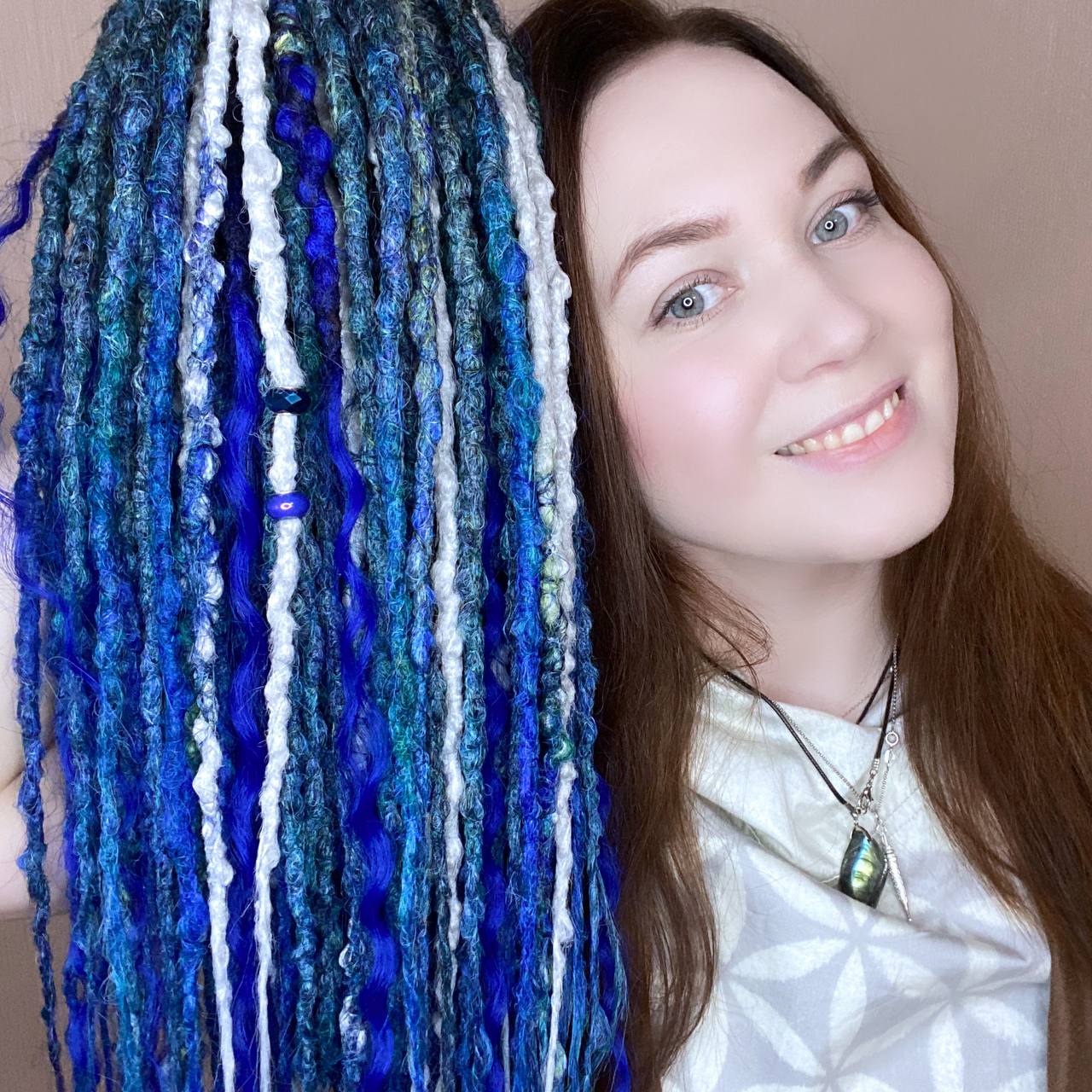 Bohemian set of textured green blue curl dreadlocks - Inspire Uplift
