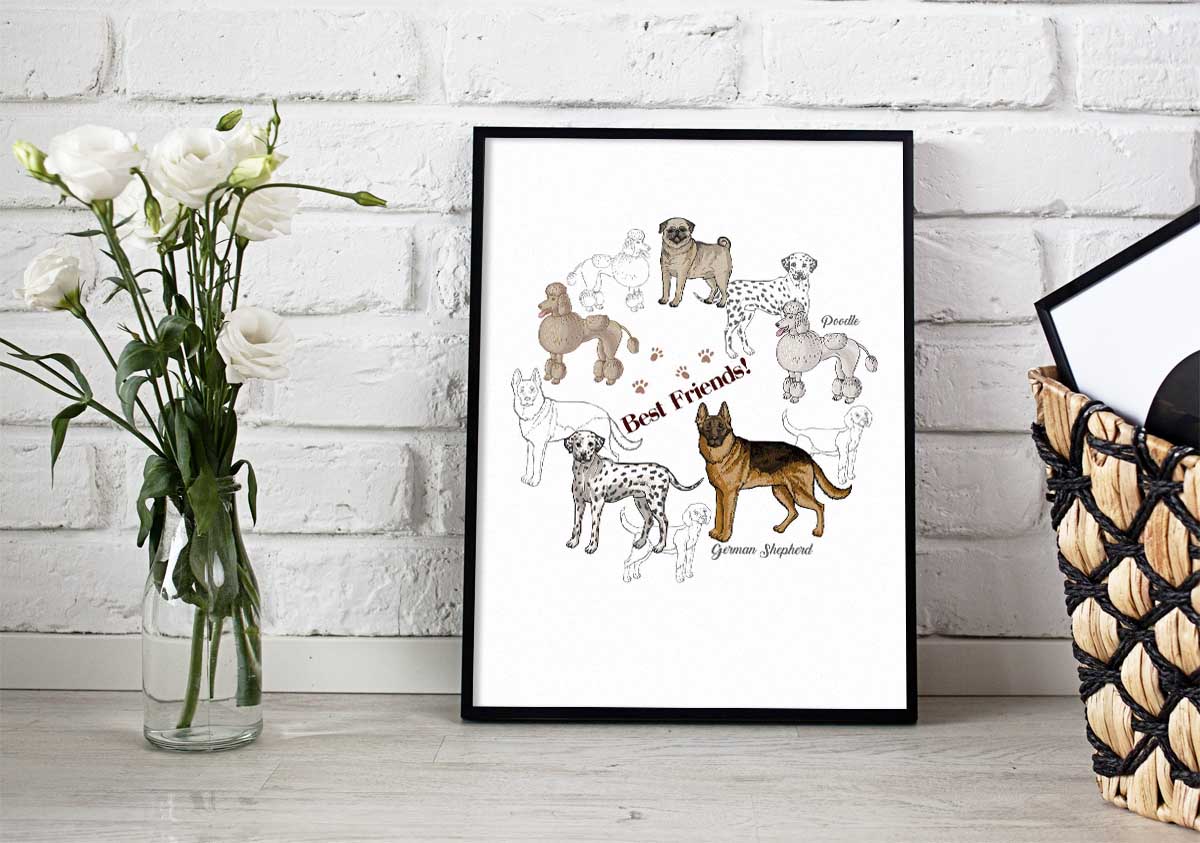 Poster for interior Dogs are the Best Friends - Inspire Uplift