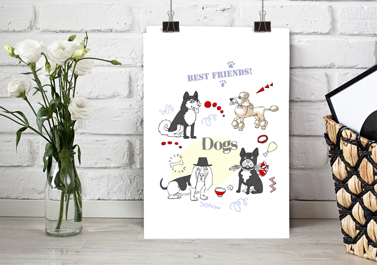 Poster for Interior Funny Dogs are the Best Friends, dogs | Inspire Uplift