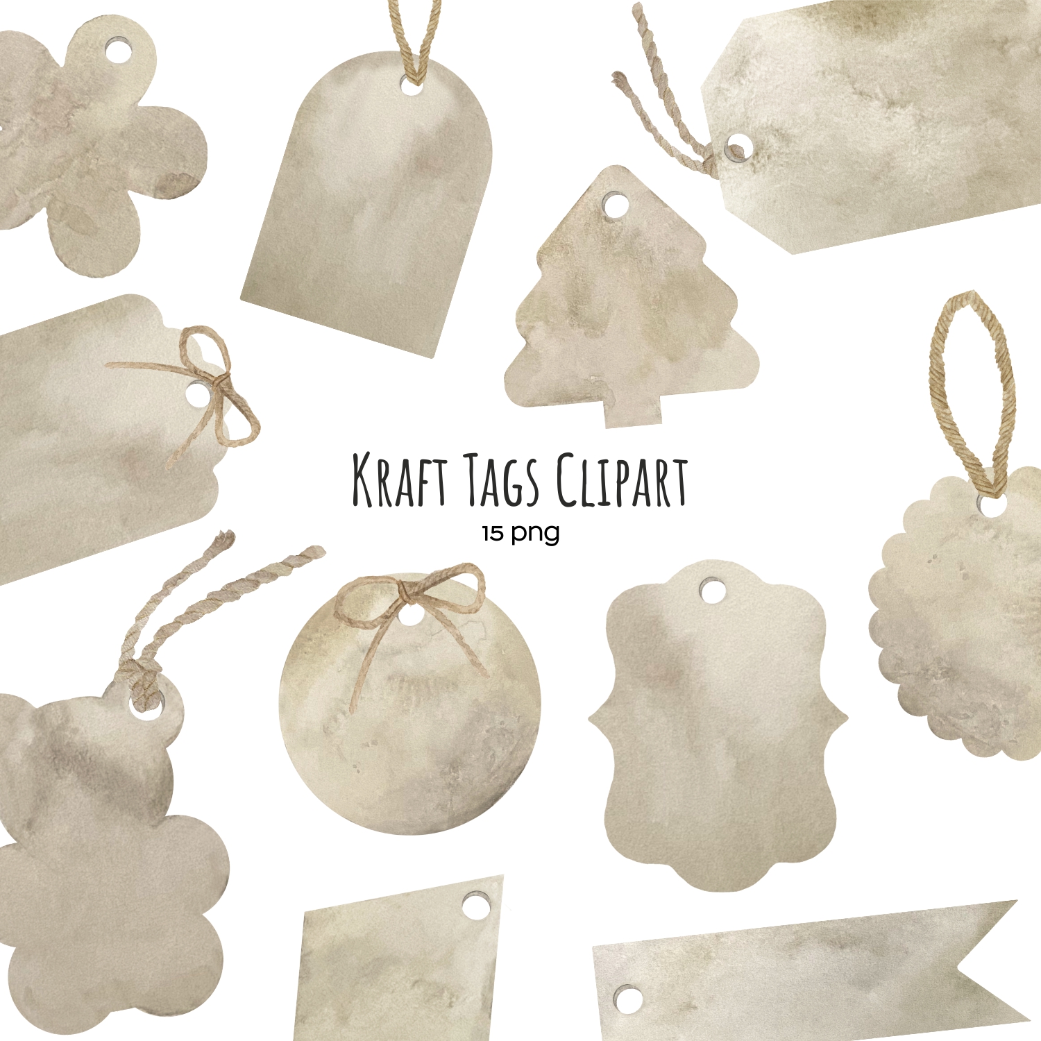 Watercolor kraft paper tags clipart. Craft label clip art 15 - Inspire ...