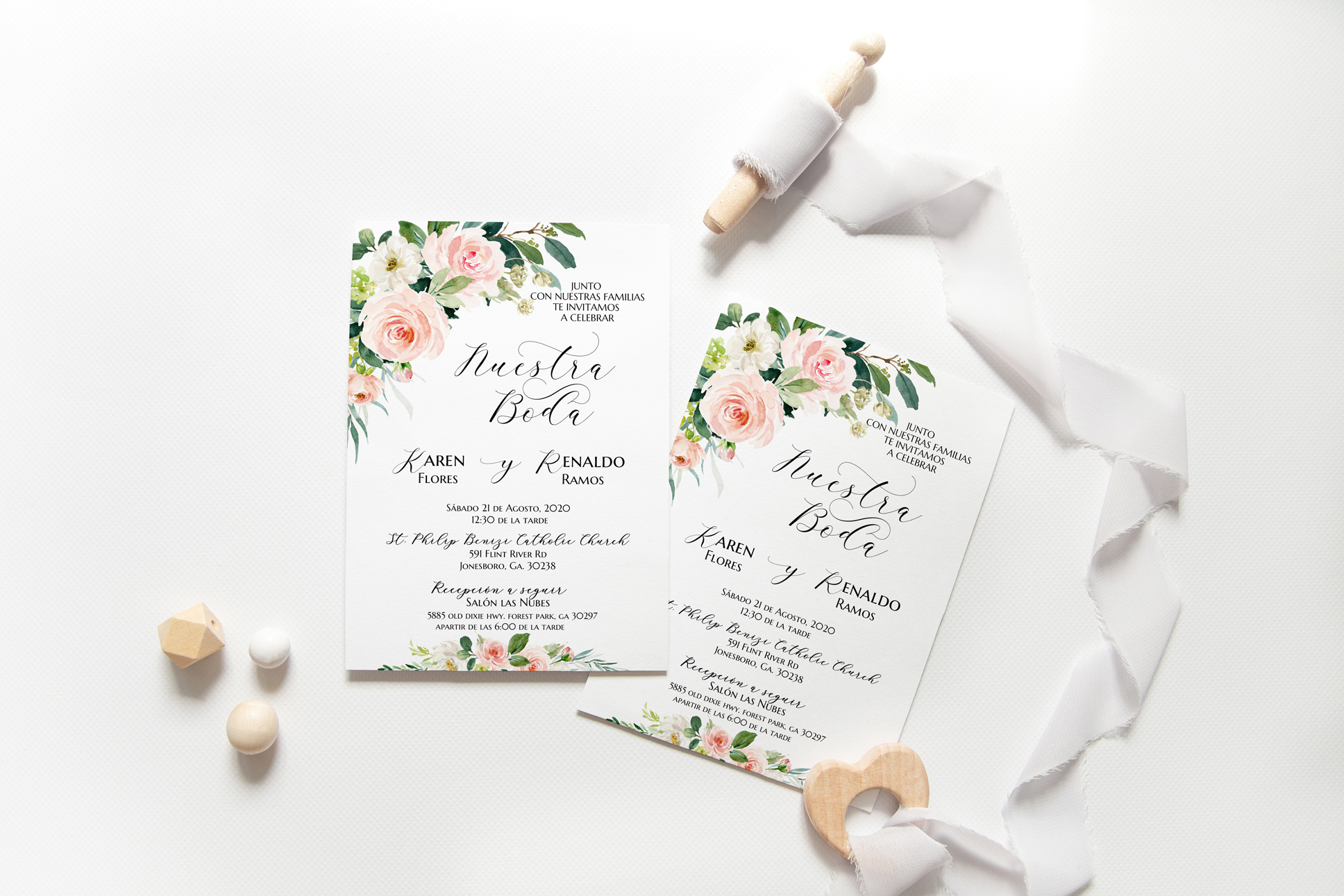 Pink Floral Pack de Boda Spanish Wedding Invitations Set, In - Inspire ...