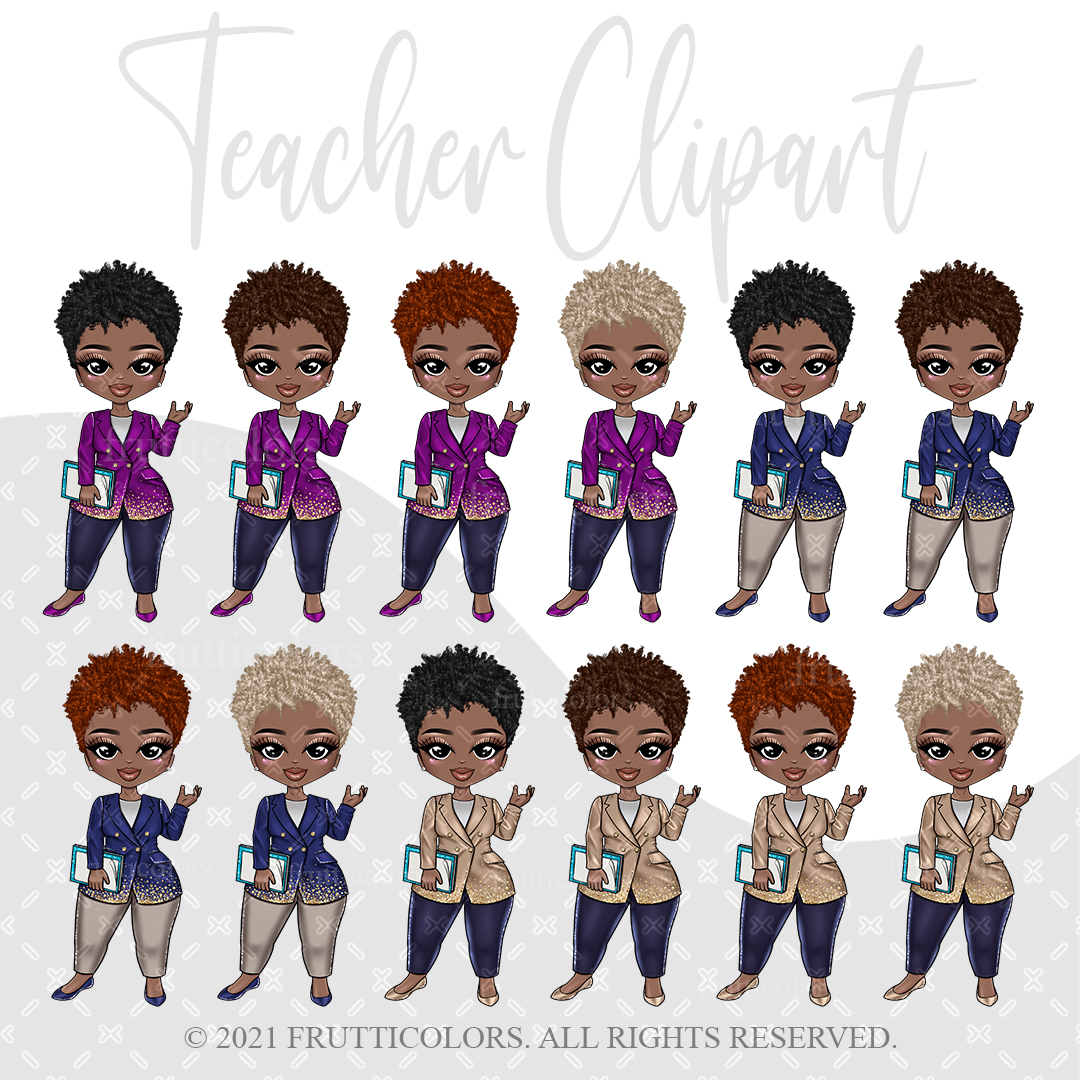 Teacher Clipart - African American PNG Bundle - Inspire Uplift