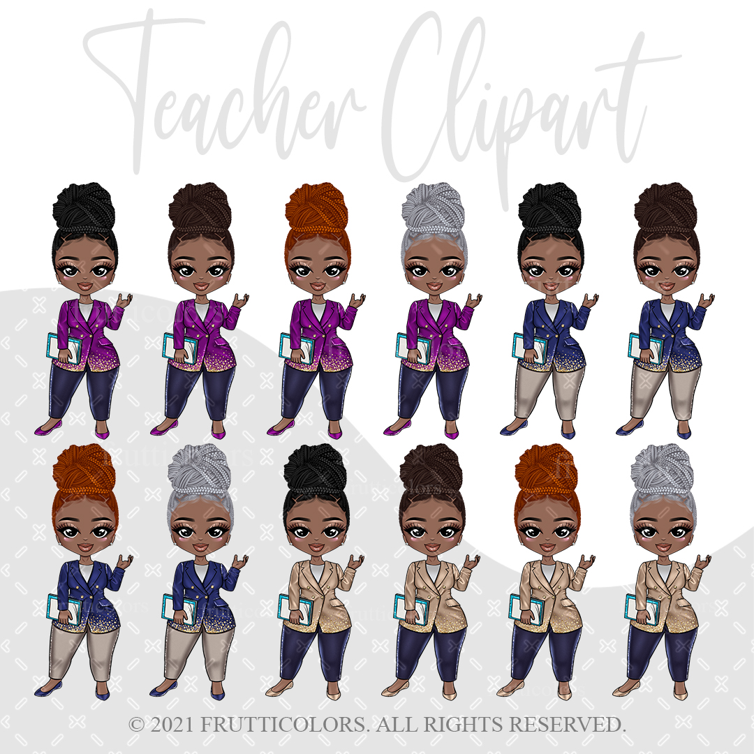 Teacher Clipart - African American PNG Bundle - Inspire Uplift
