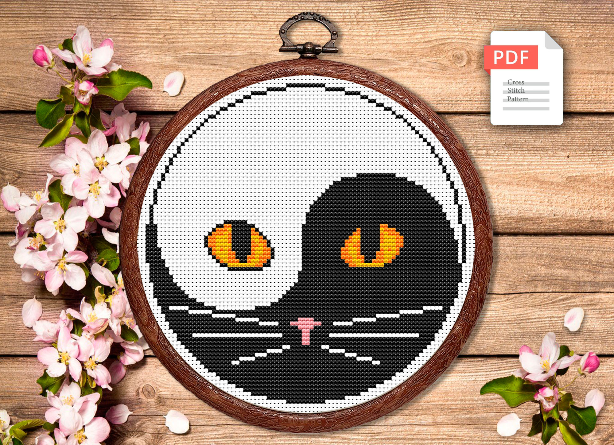 Yin and Yang Cat Cross Stitch Pattern, Cat Cross Stitch Patt | Inspire ...