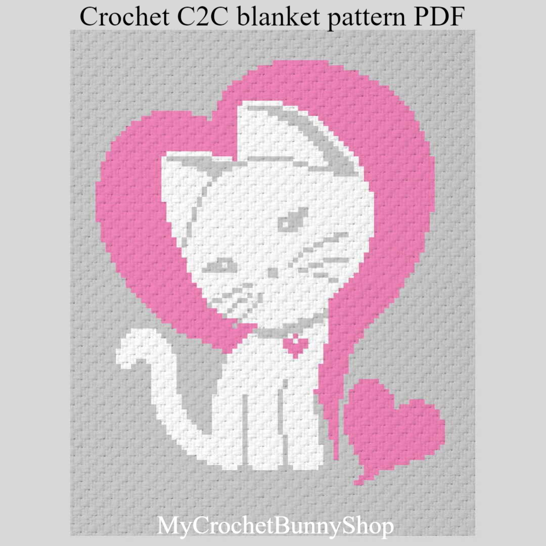 Crochet C2C Kitten blanket pattern PDF Instant Download | Inspire Uplift