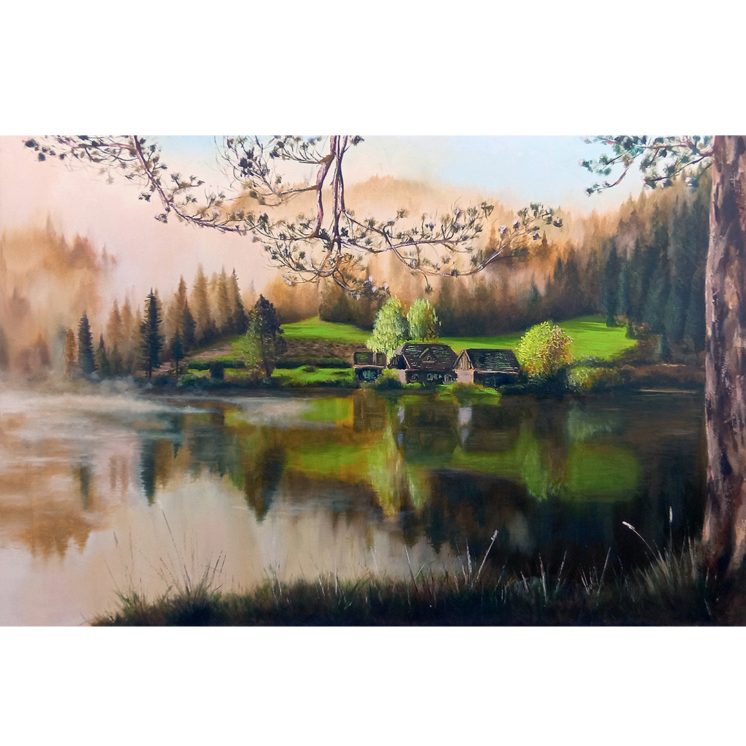 Alps Painting Landscape Alps Art Original Painting Lake Artw | Inspire ...