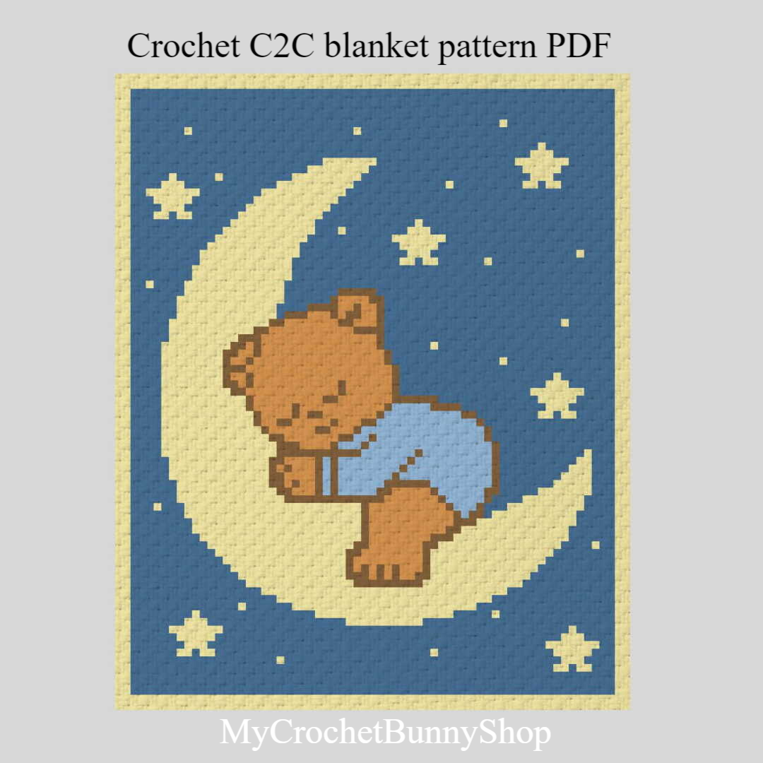Crochet C2C Bear blanket pattern PDF Instant Download - Inspire Uplift