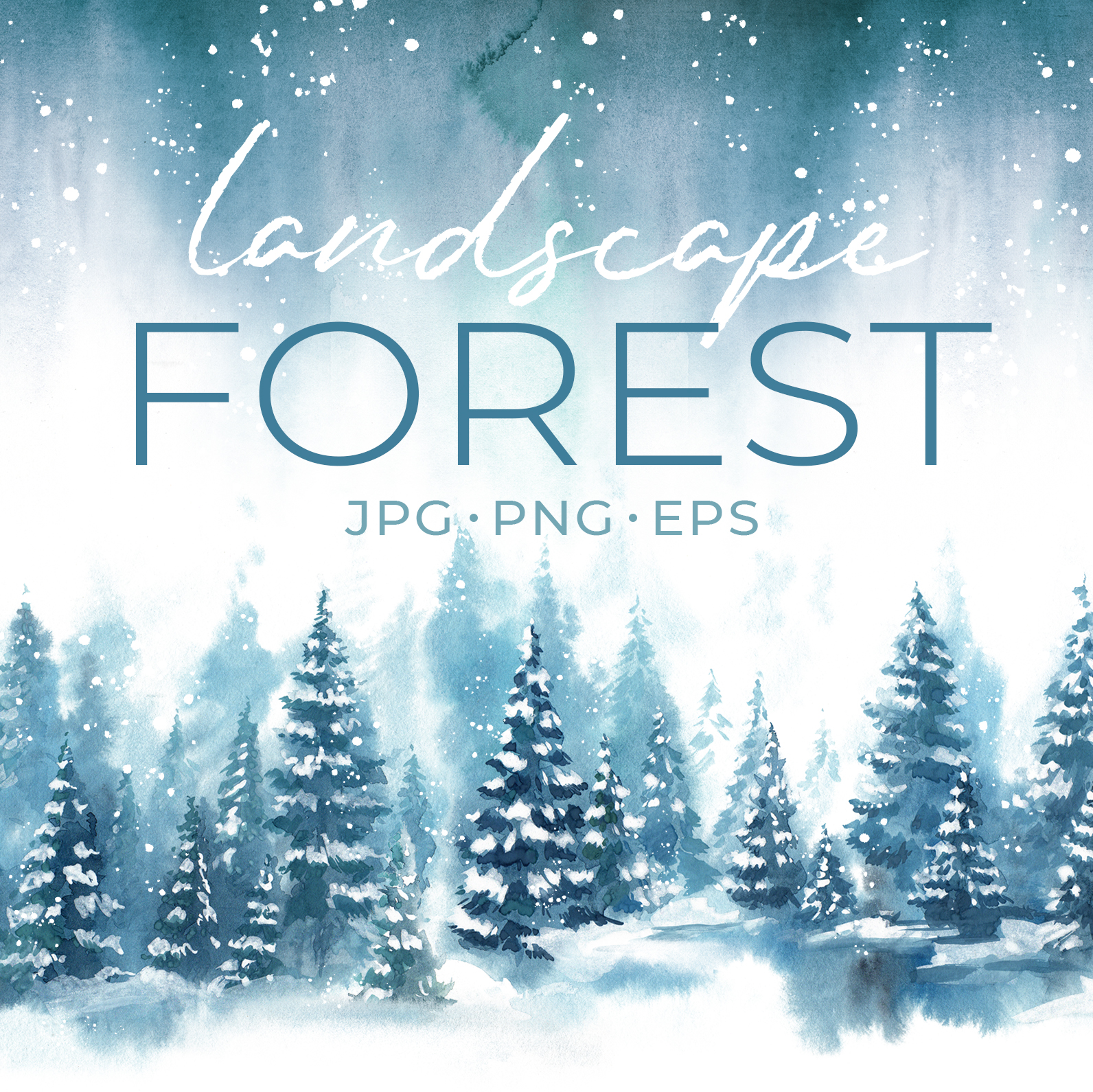 Forest Watercolor Winter Landscapes Digital Clipart. Painte | Inspire ...