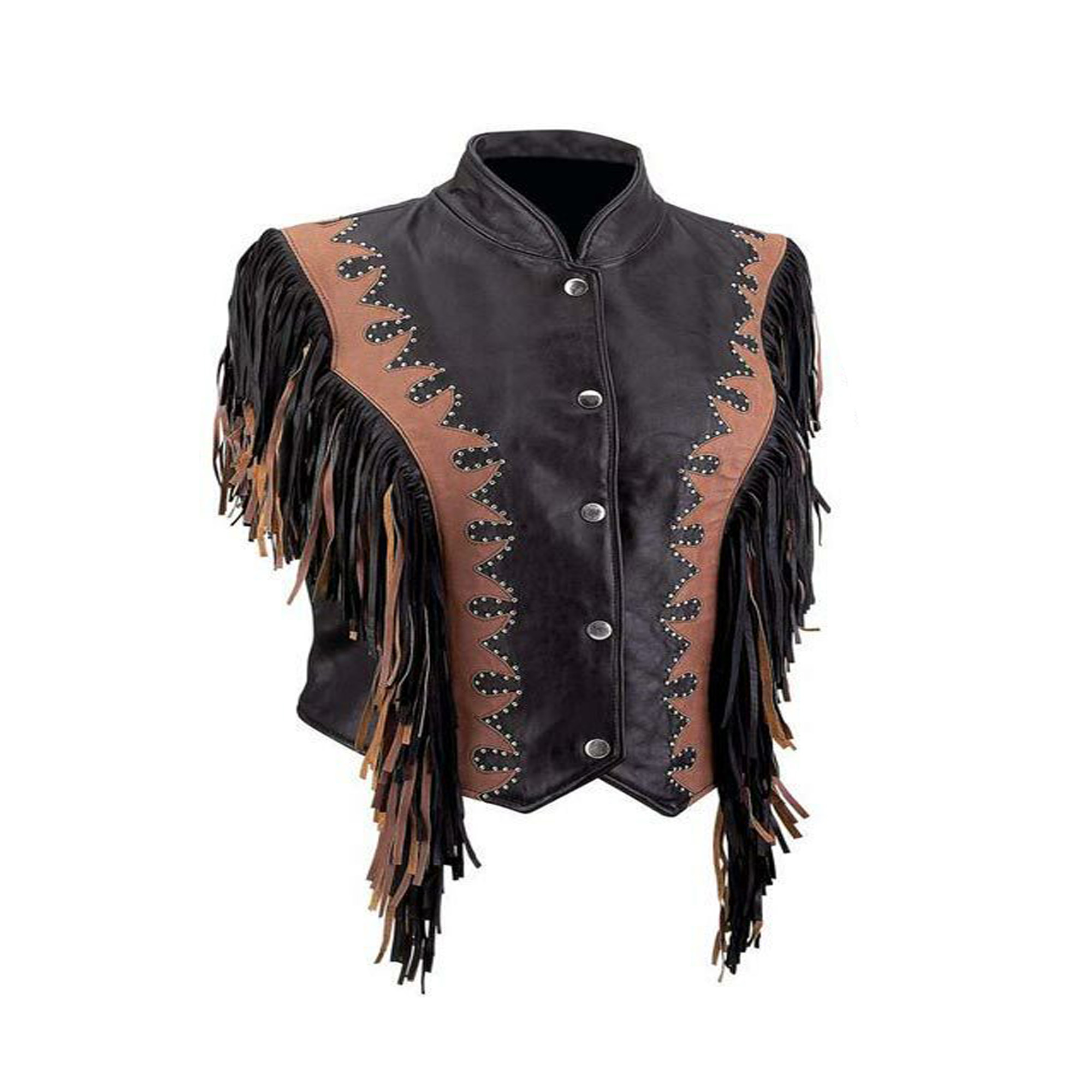Ladies Euro Collar Fringe Vest | Inspire Uplift