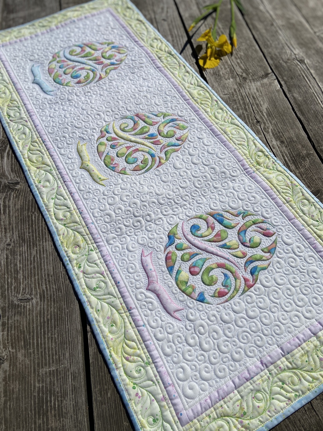 Easter Quilted Table Runner, Easter tablecloth with eggs, Ea - Inspire ...