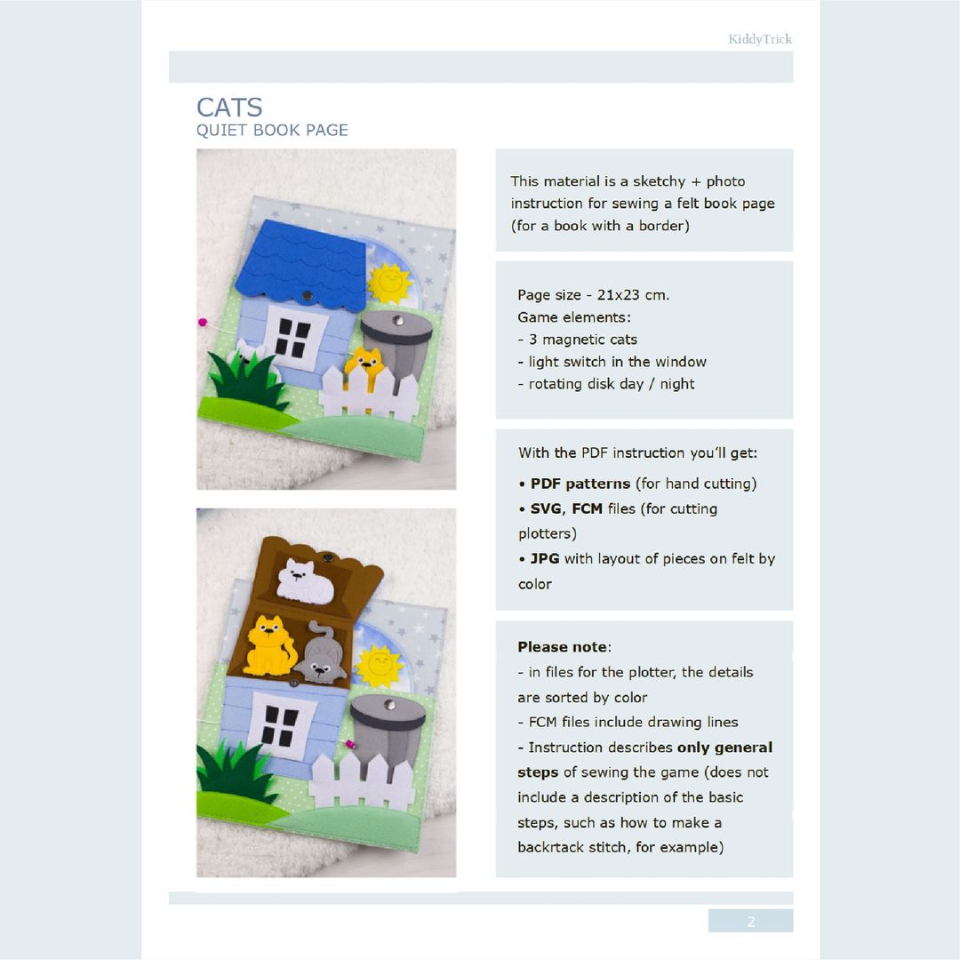 PDF Pattern Felt book page CATS - Inspire Uplift
