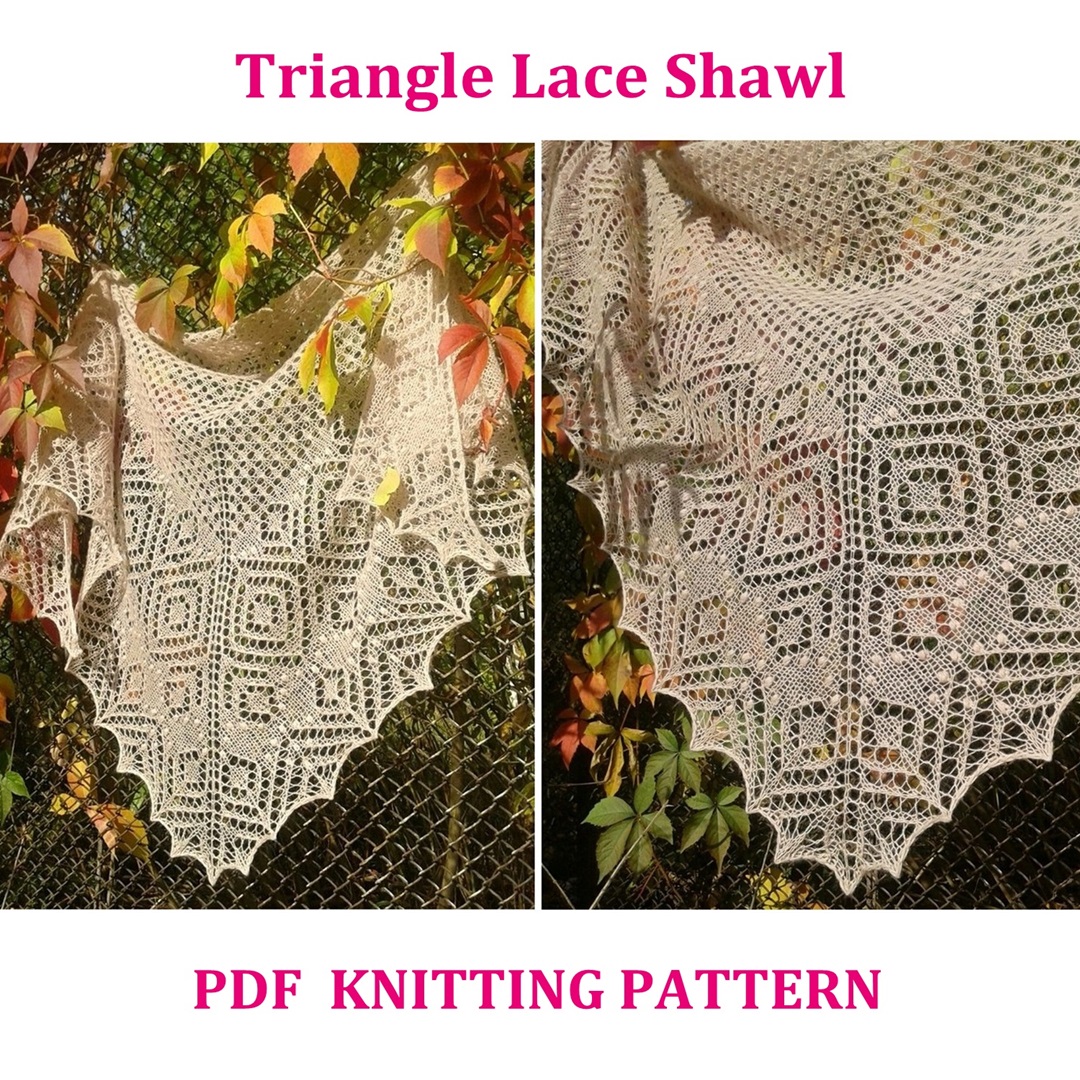Lace Shawl Knitting Pattern for Triangular Shawl Wrap | Inspire Uplift