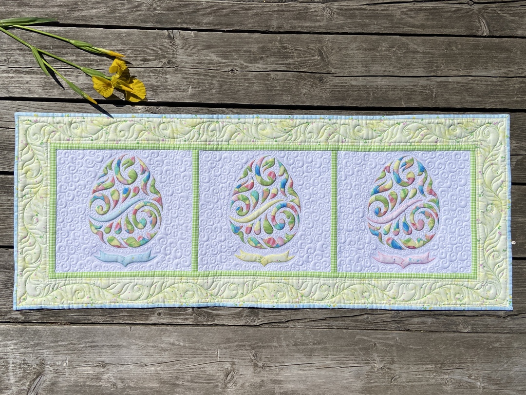 Easter Quilted Table Runner, Easter tablecloth with eggs, Ea | Inspire Uplift