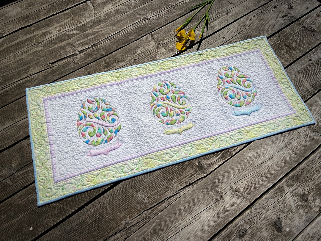 Easter Quilted Table Runner, Easter tablecloth with eggs, Ea - Inspire Uplift