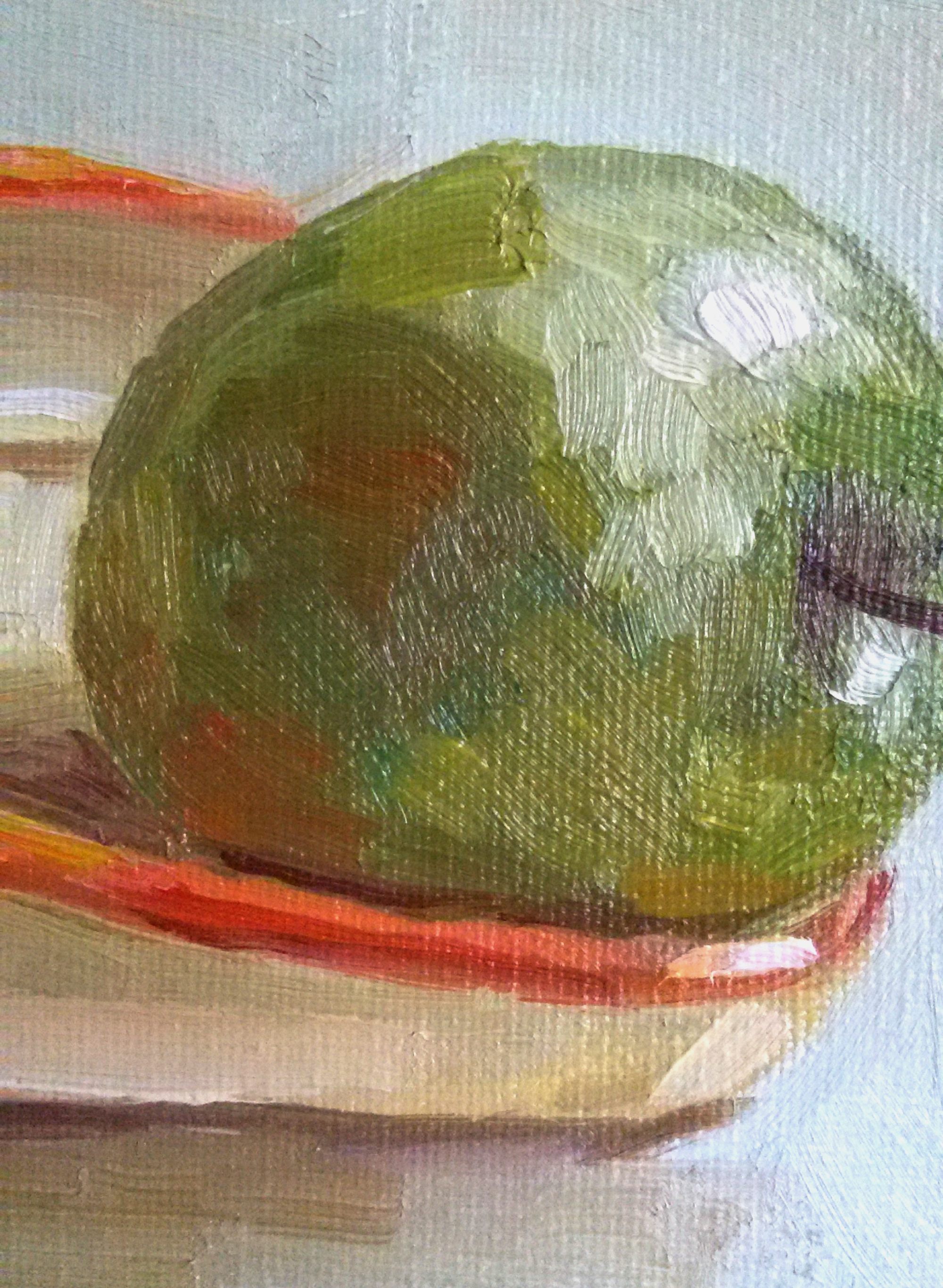 Green Apple Painting Fruit Original Art Small Oil Painting A - Inspire ...