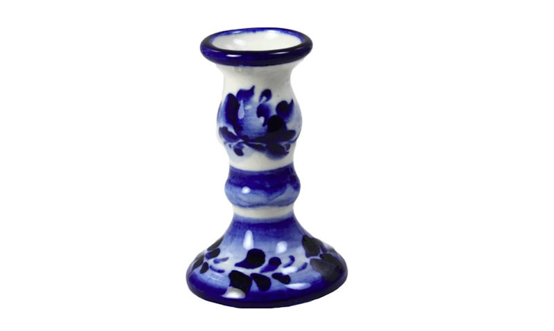 Ceramic Candlestick Russian Folk Style Gzehl | Handmade Cob | Inspire ...