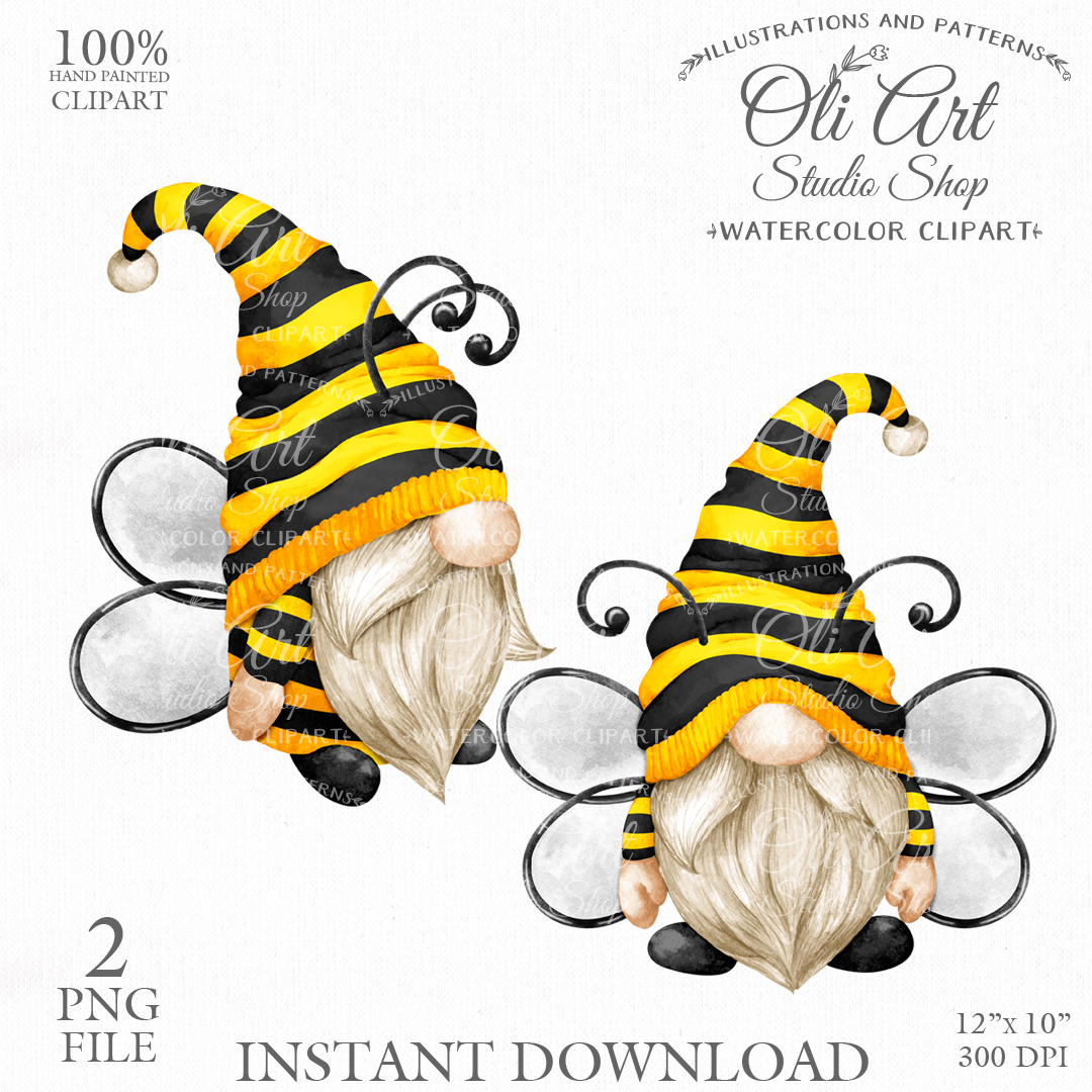 Bee Gnome Clip Art. Cute Characters, Hand Drawn graphics. Di | Inspire ...