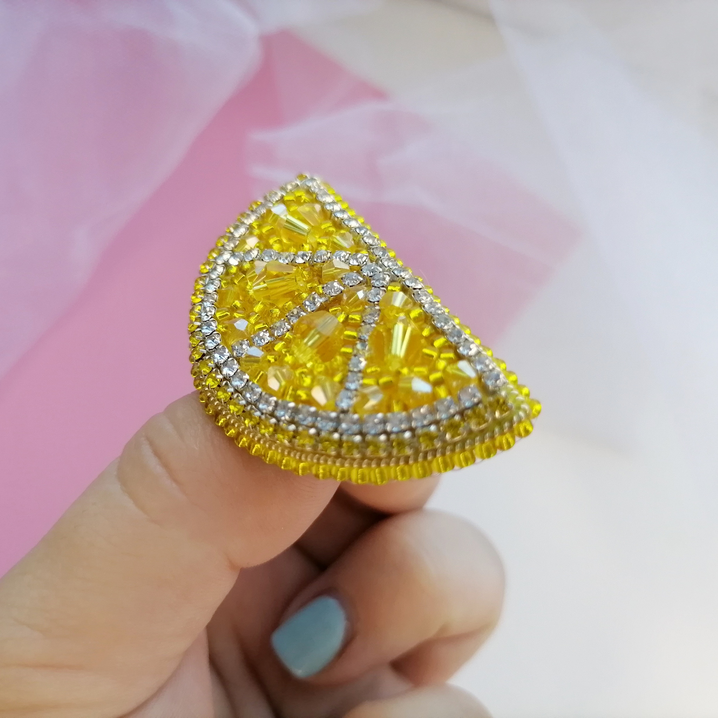 Lemon brooch, Beaded lemon, Lemon pin, Yellow brooch, Fruit - Inspire ...