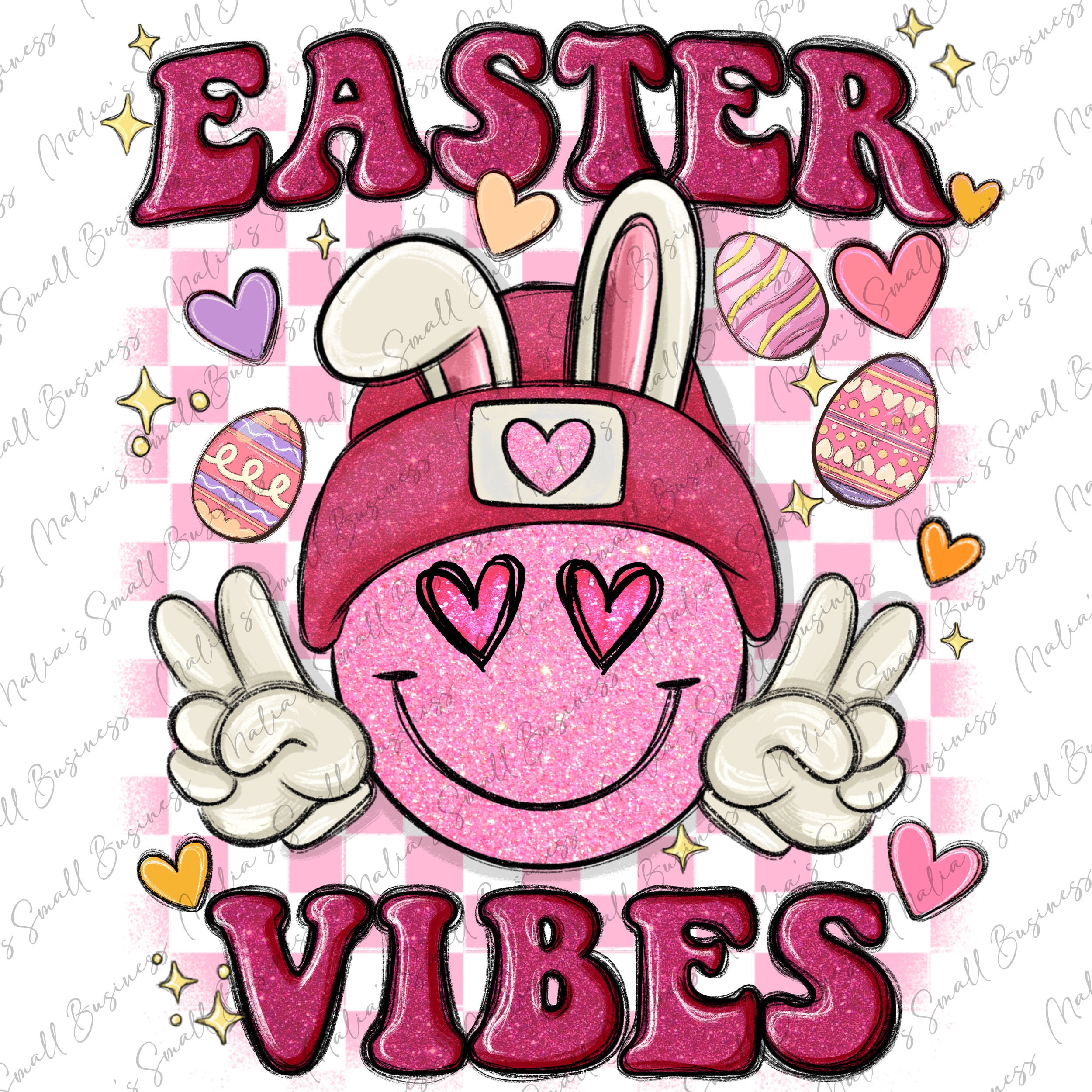 Easter vibes smiley face png sublimation design download, Ea | Inspire ...