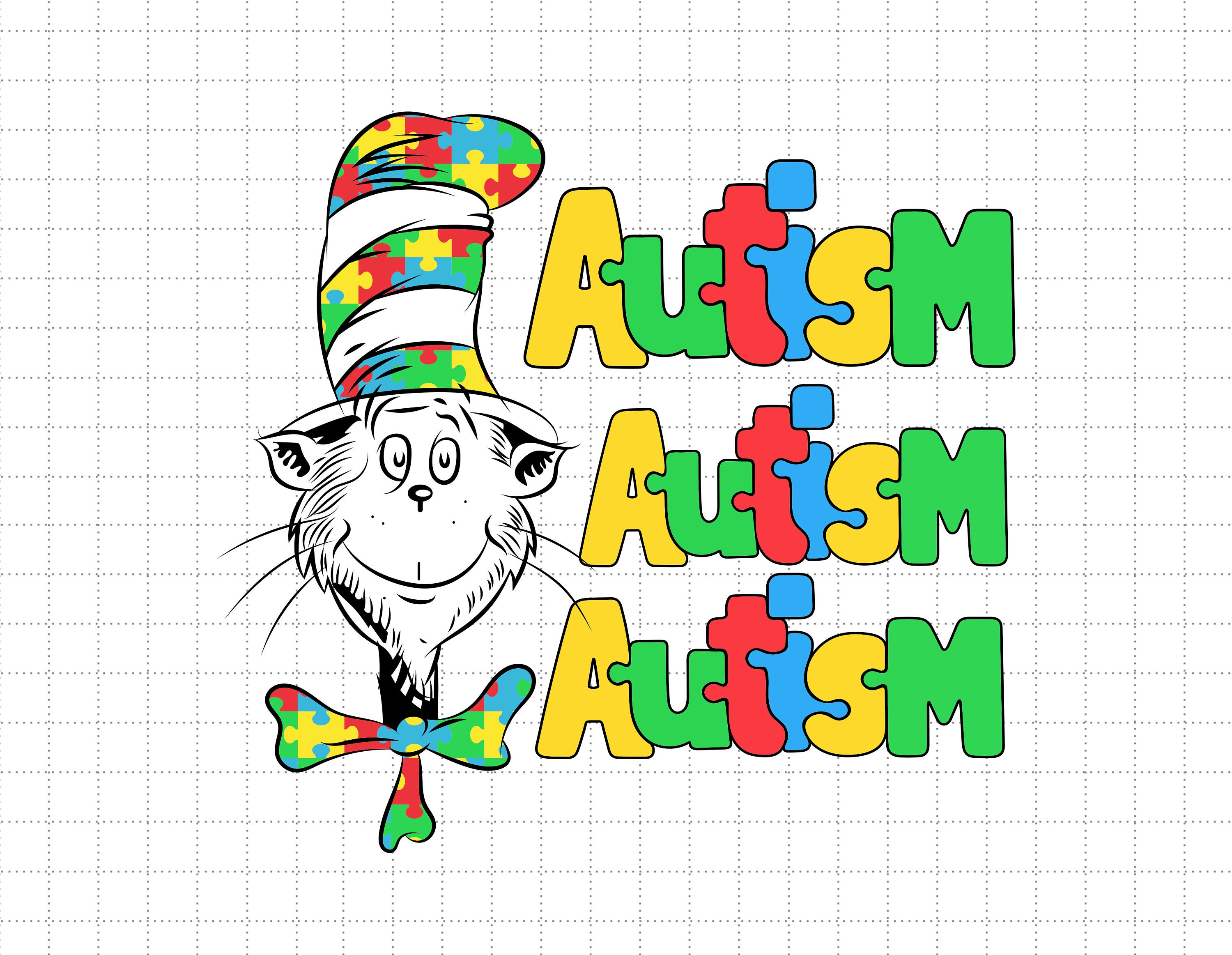 Autism Cat In The Hat Svg, Puzzle Piece Svg | Inspire Uplift