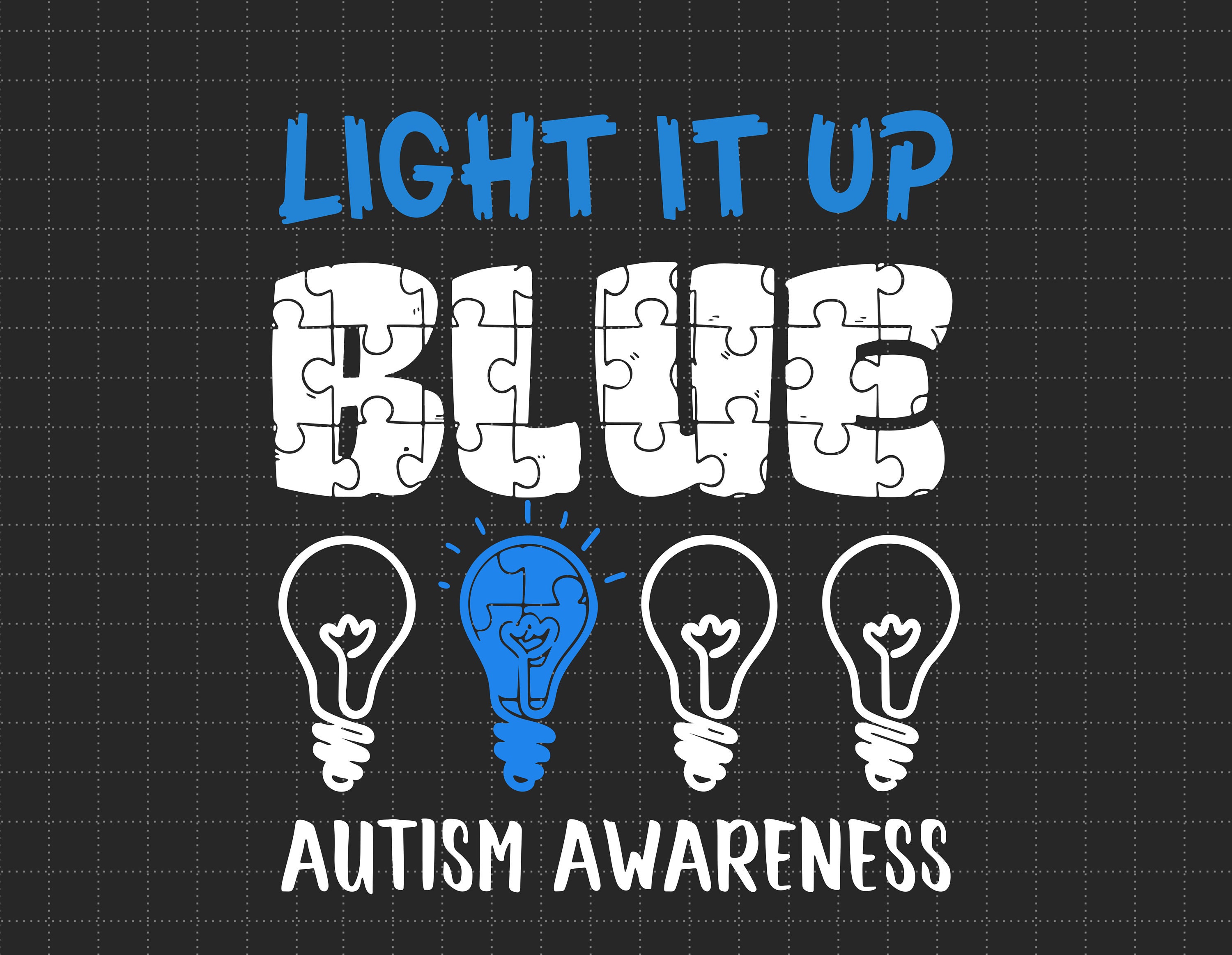 Light It Up Blue For Autism Svg, Autism Light Bulb Svg, 45 | Inspire Uplift
