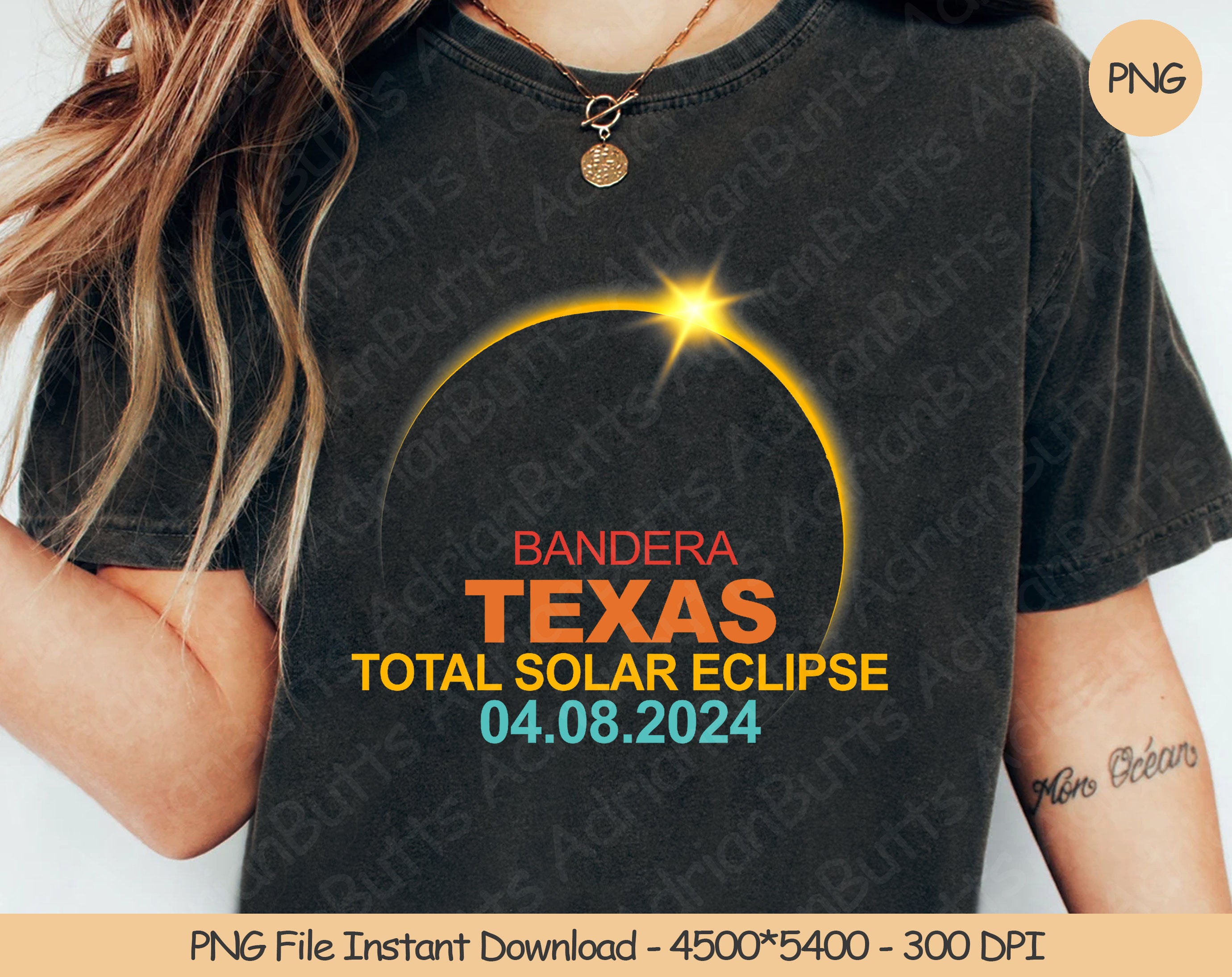 Bandera Texas Total Solar Eclipse 04.08.2024 PNG Digital Des | Inspire ...
