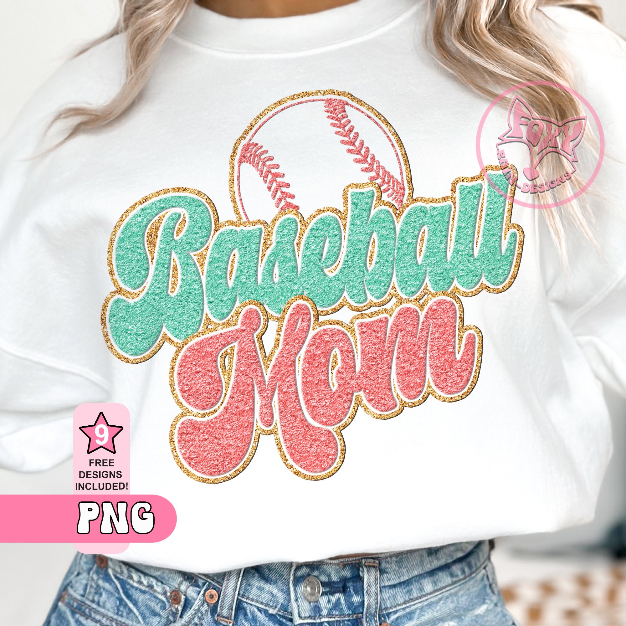 Baseball Mom Game Day Faux Chenille Sublimation Patches PNG, | Inspire ...