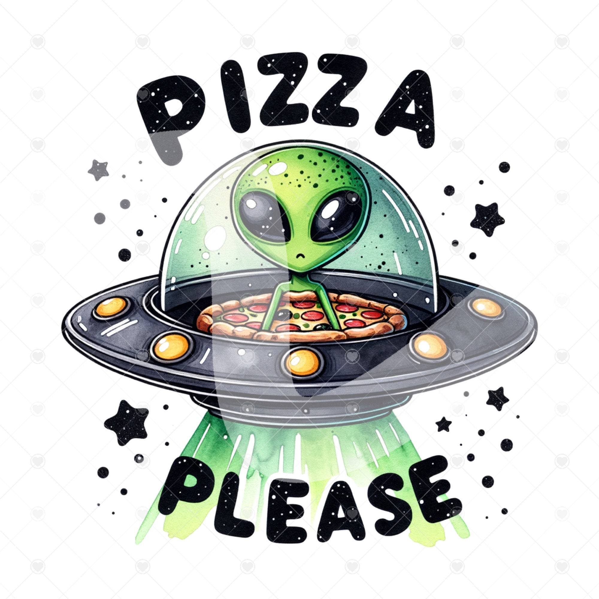 Cute Alien UFO PNG Alien Pizza Abduction Clipart Funny Cli | Inspire Uplift