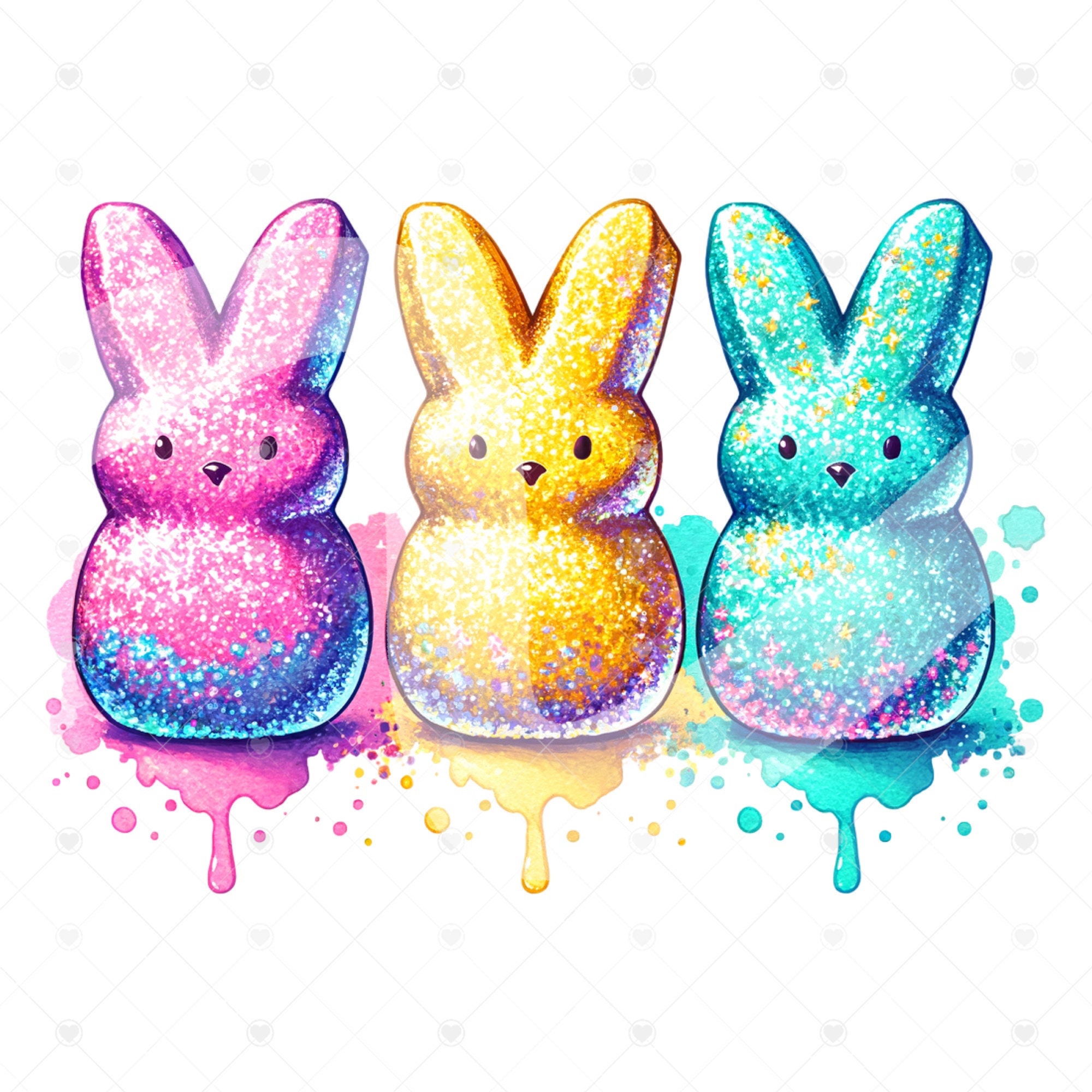 Glitter Easter Peeps Clipart Cute Bunny Shirt Sublimation D | Inspire ...