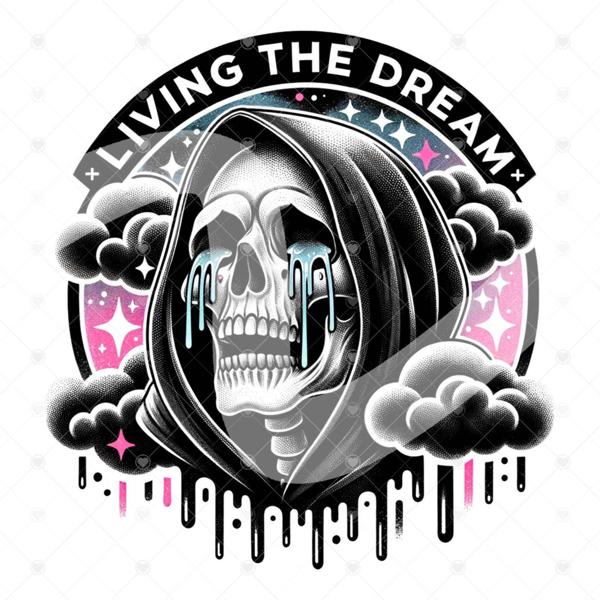 Living the Dream PNG Snarky Skeleton Png Grim Reaper | Inspire Uplift