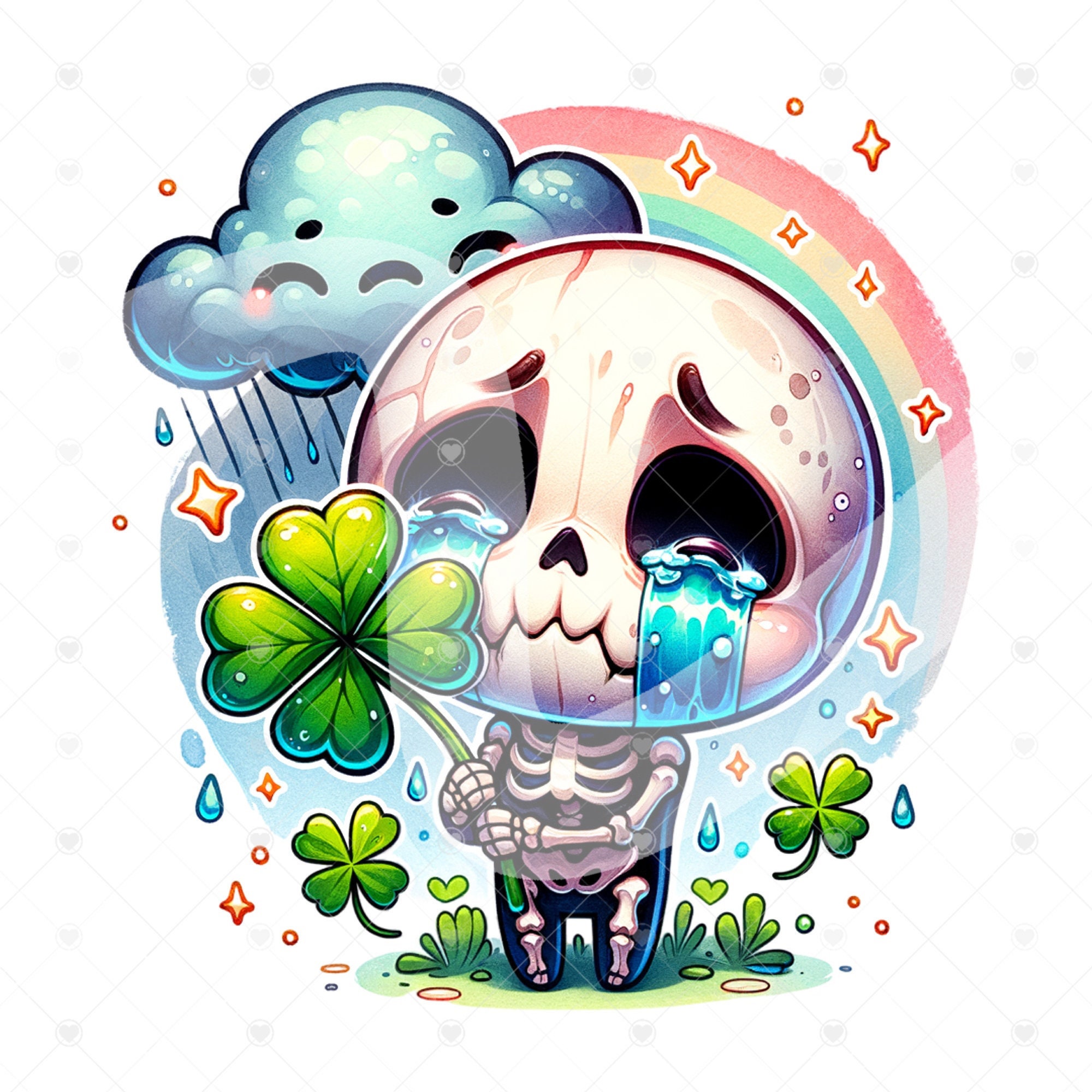 Sad Crying Skeleton PNG Funny St Patricks Day Clipart Skel | Inspire Uplift