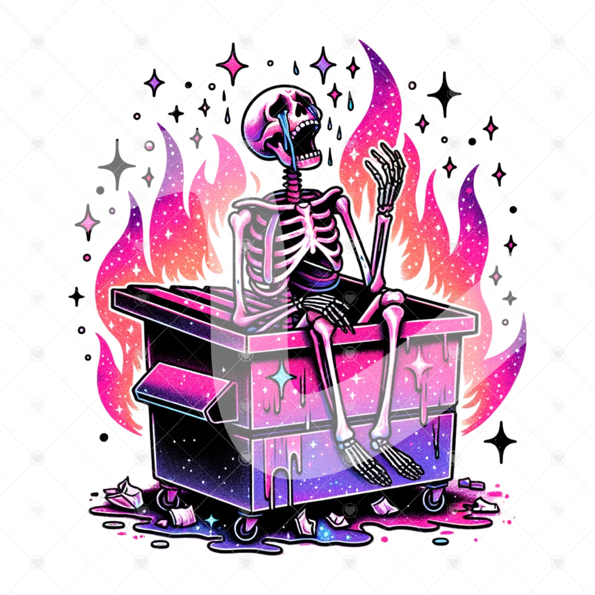 Snarky Skeleton Clipart Emotional Dumpster Fire PNG Sad Sk | Inspire Uplift