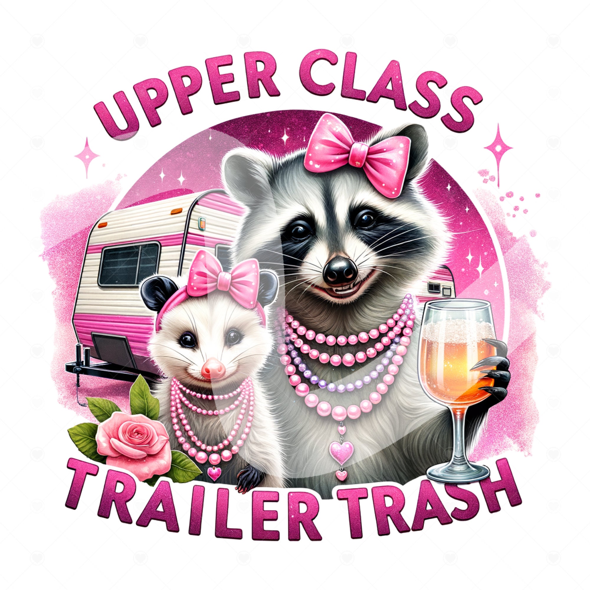 Upper Class Trailer Trash PNG Funny Raccoon and Opossum Cli, | Inspire ...