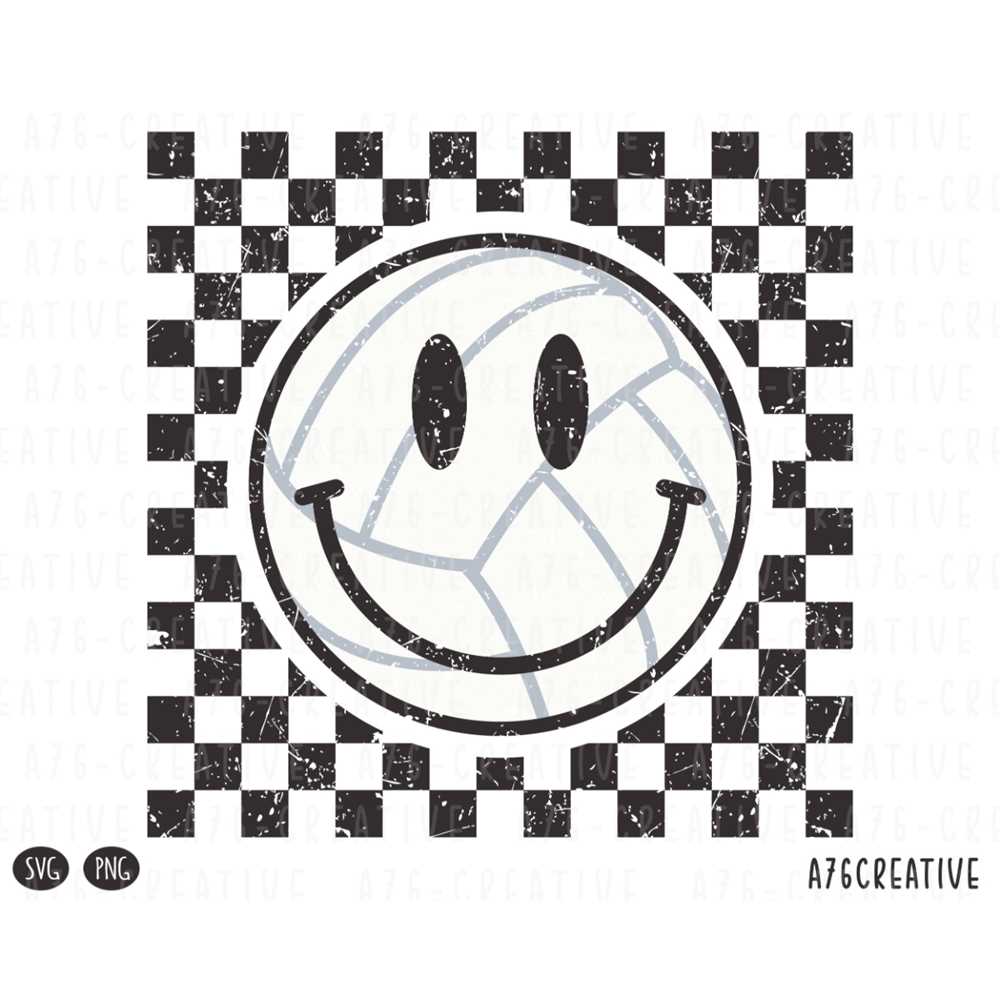 Retro Checkered Game Day Png Instant Download, Volleyball, 3 | Inspire Uplift