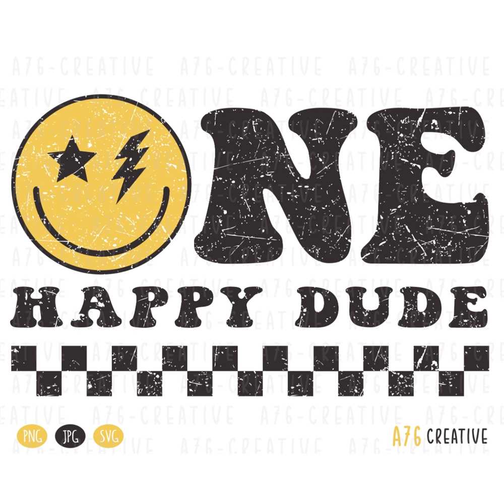 Retro Groovy One Happy Dude Png Instant download, Vintage, 9 | Inspire ...
