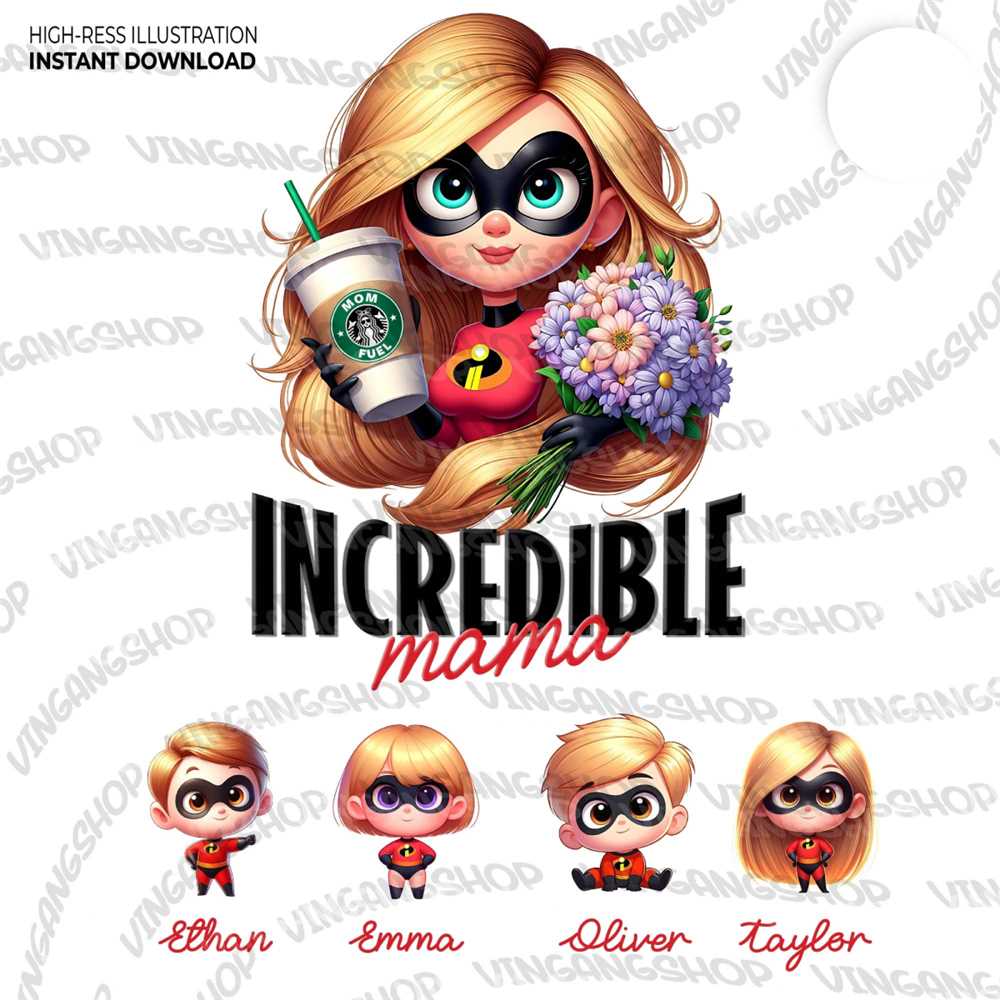 Superhero Mama Custom Kid Name Png, Mother's Day Mama Png, 1 - Inspire ...