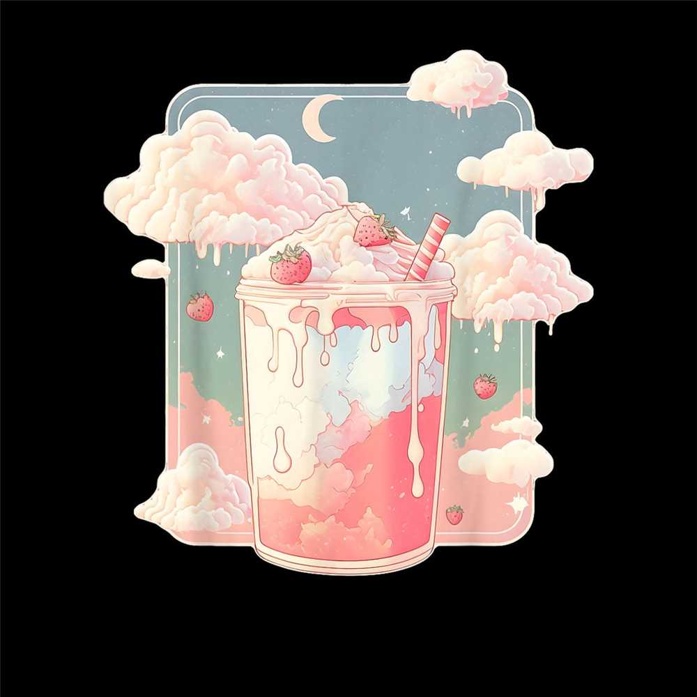 Strawberry Milk Milkshake Kawaii Lofi Cute Pastel Pink Drink | Inspire ...