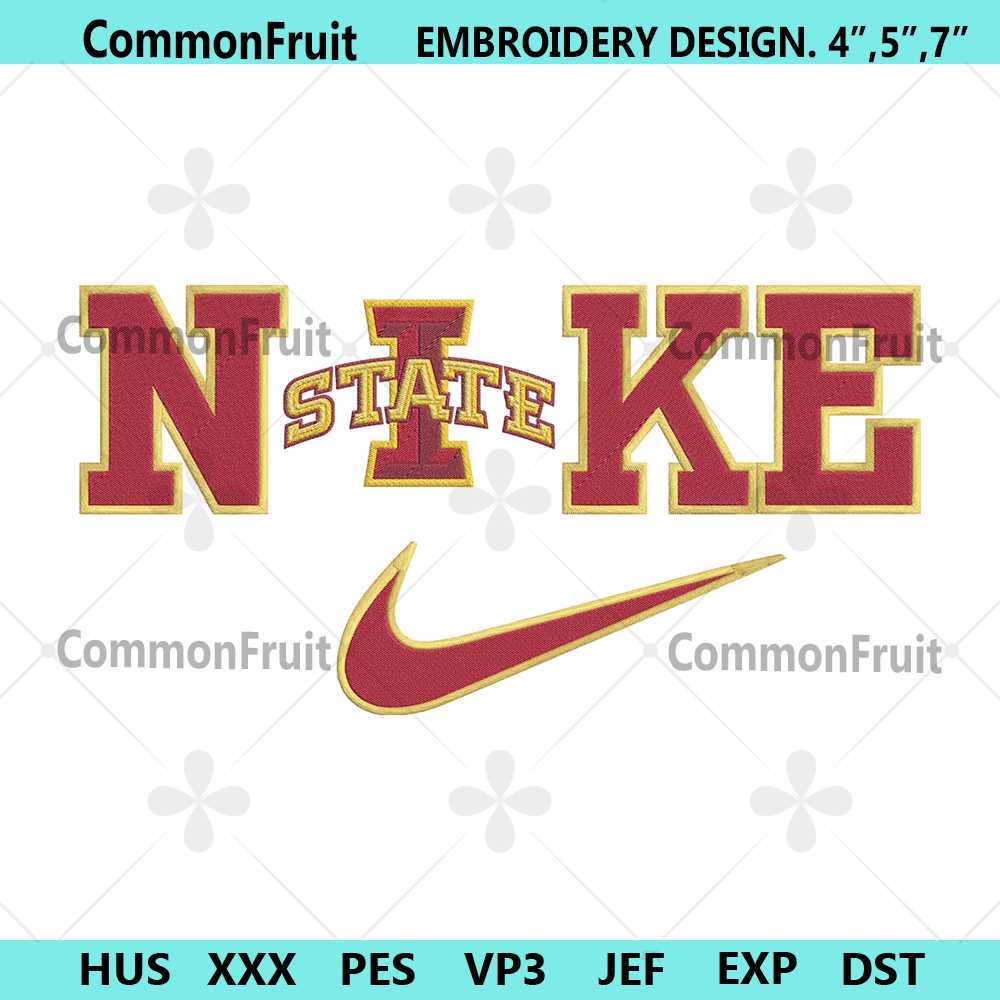 Nike Iowa State Cyclones Logo NCAA Embroidery Design File | Inspire Uplift