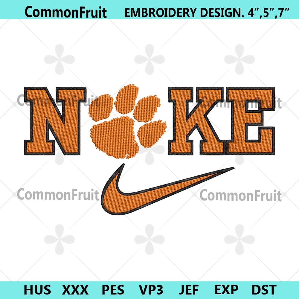 Clemson Tigers Nike Logo Embroidery Design Download | Inspire Uplift