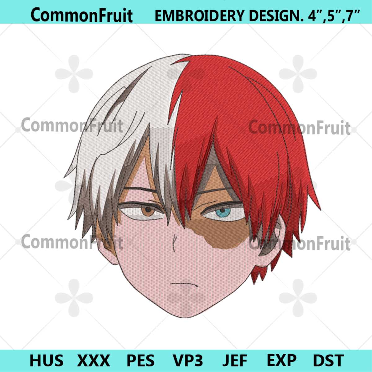 Shoto Head Anime My Hero Academia Embroidery Design Instant - Inspire ...