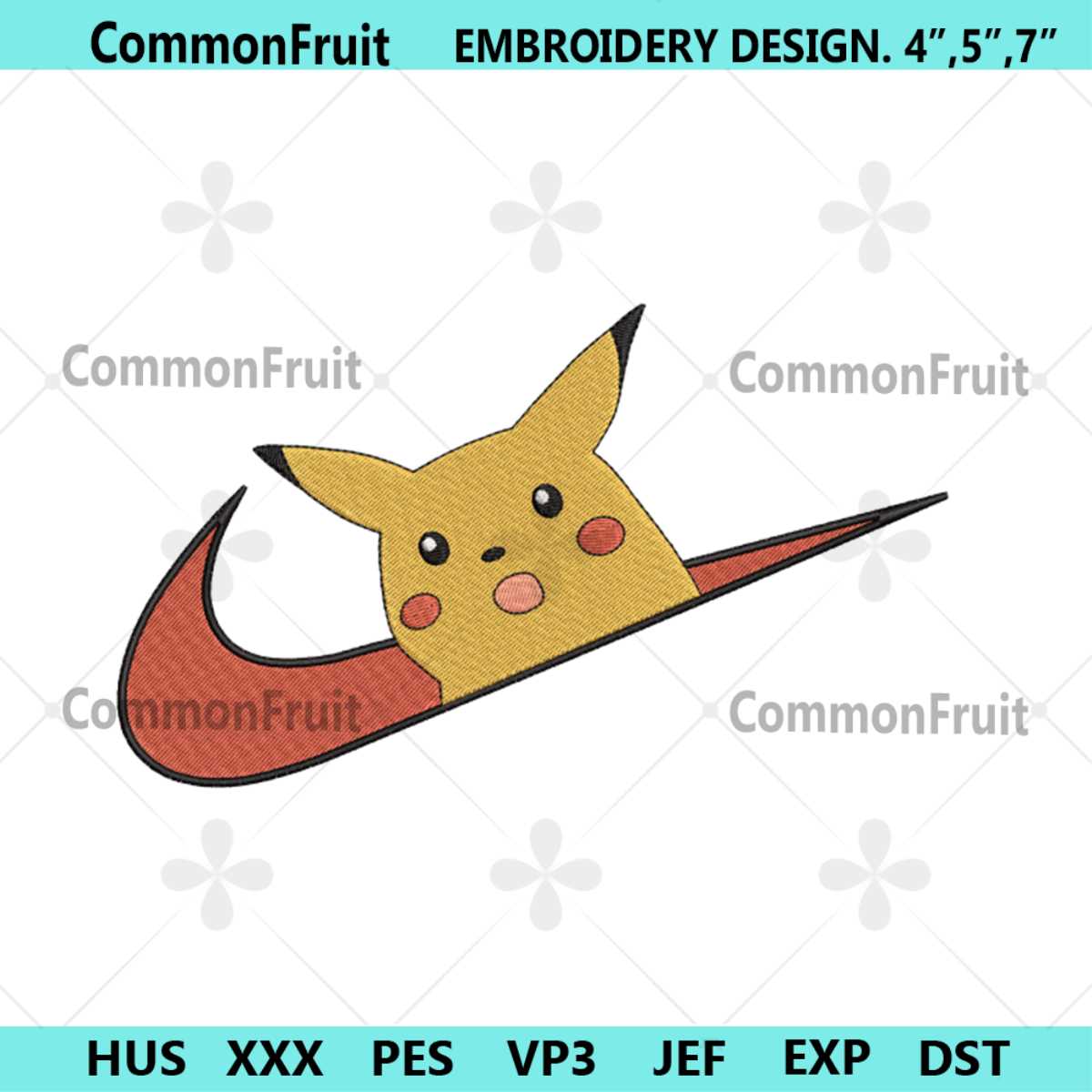 Nike x Pikachu Anime Pokemon Embroidery Design Instant Downl | Inspire ...