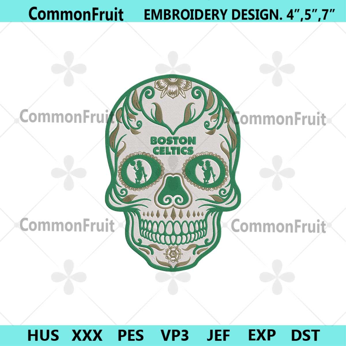 NBA Boston Celtics Skull Logo Machine Embroidery Files, Bost | Inspire ...