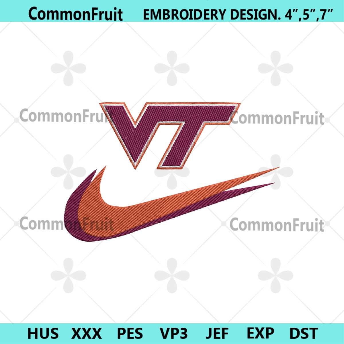 Virginia Tech Hokies Double Swoosh Nike Logo Embroidery Desi | Inspire ...