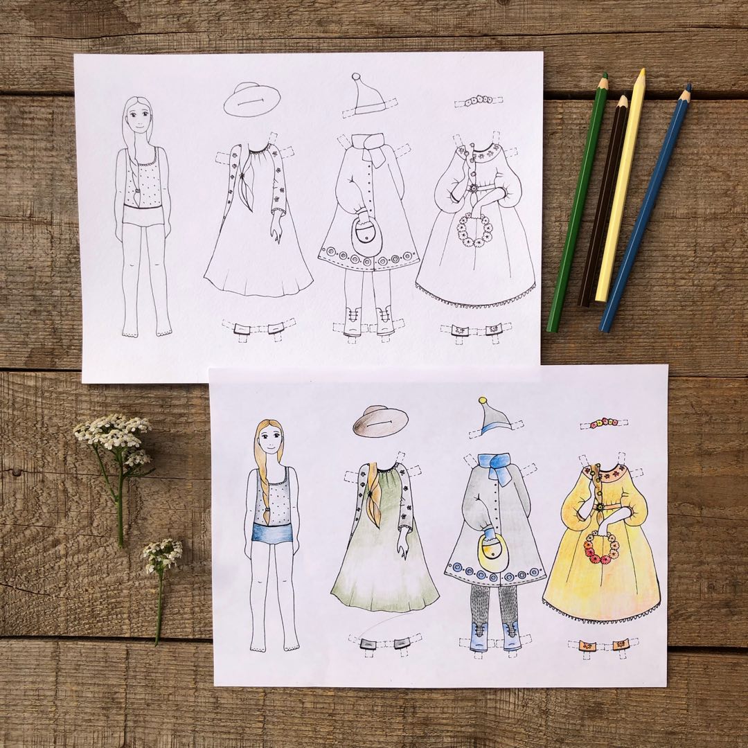 Printable Paper Doll. Nina. Coloring Pages. Craft Kit. Birth - Inspire ...