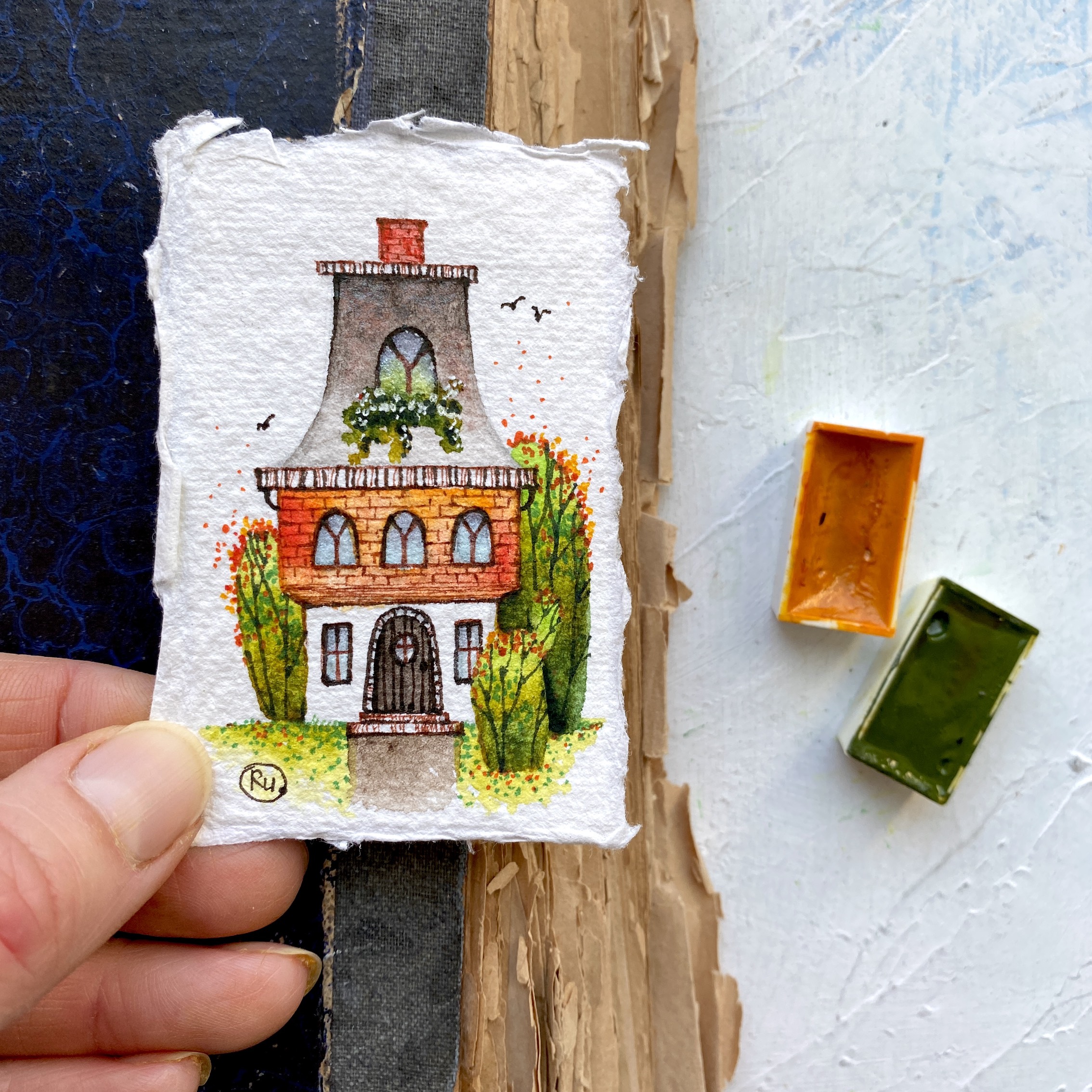 Cottage painting Mini Original art Miniature watercolor Smal | Inspire ...