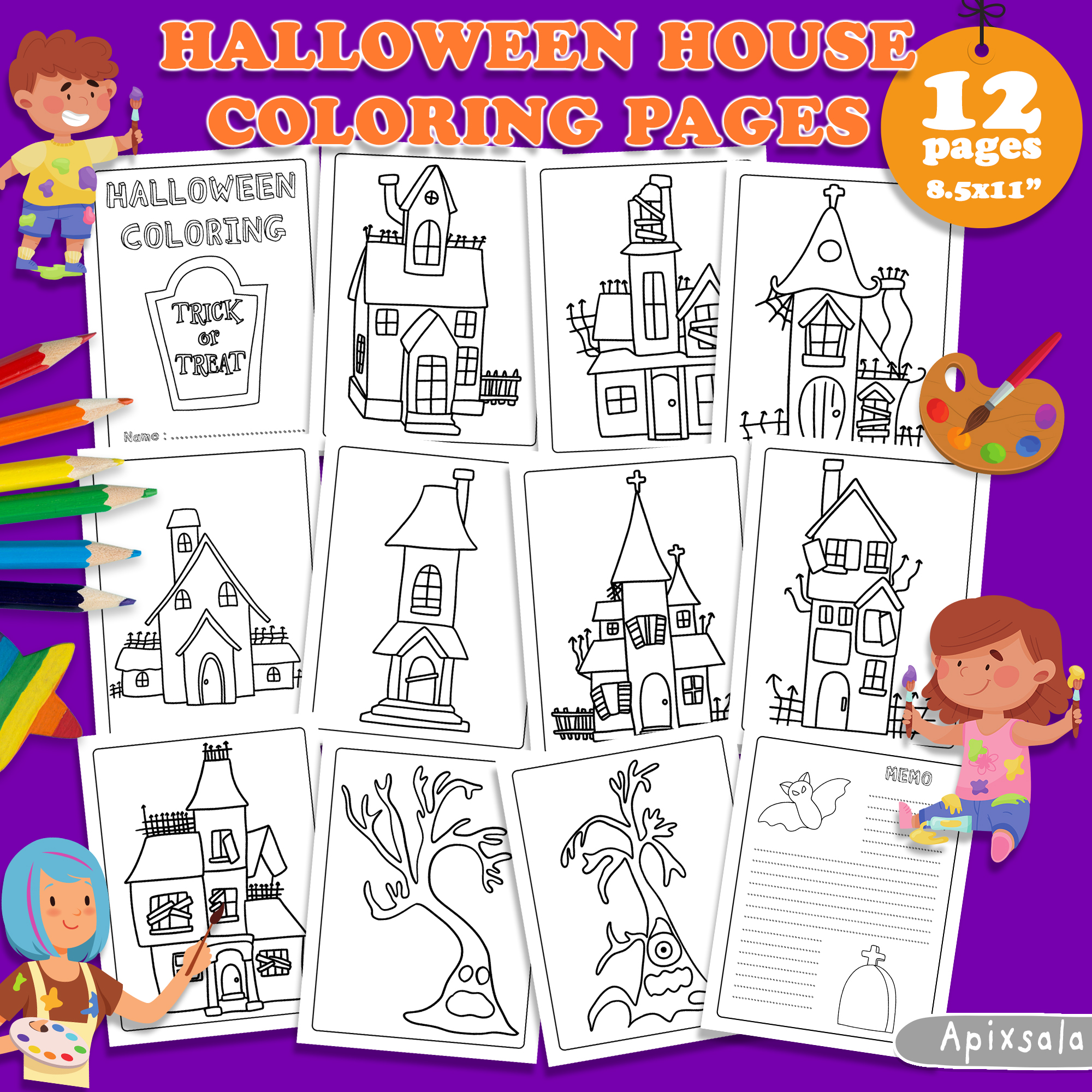 Halloween Haunted House Kids coloring pages | kids coloring - Inspire ...