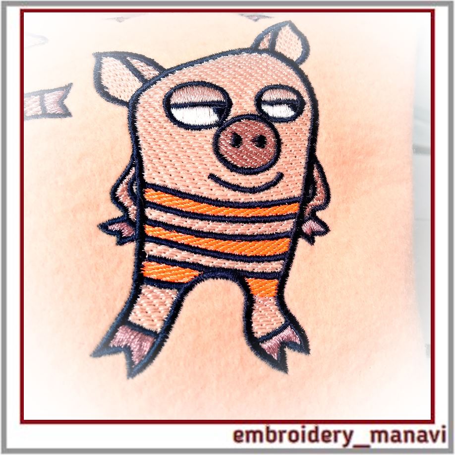 Machine embroidery design for child Cheerful pig 4. - Inspire Uplift
