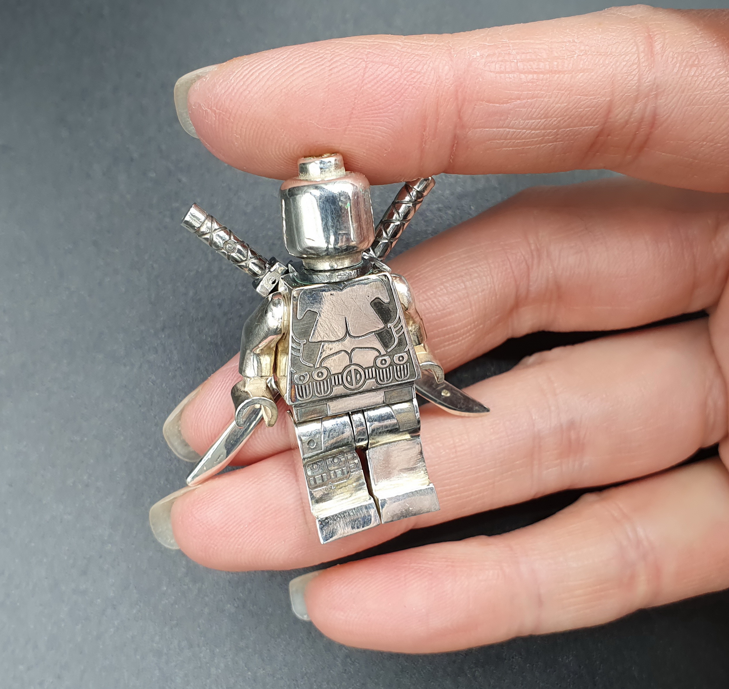 Deadpool LEGO CUSTOM Minifigure Solid Sterling Silver - Inspire Uplift