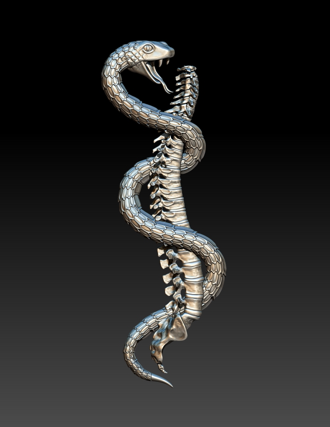 3D Model STL CNC Router file. Snake and spine - Inspire Uplift