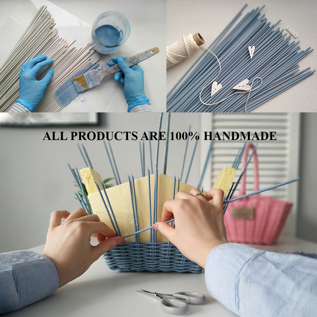 Blue wicker picnic basket with lids Personalized woven baske - Inspire ...